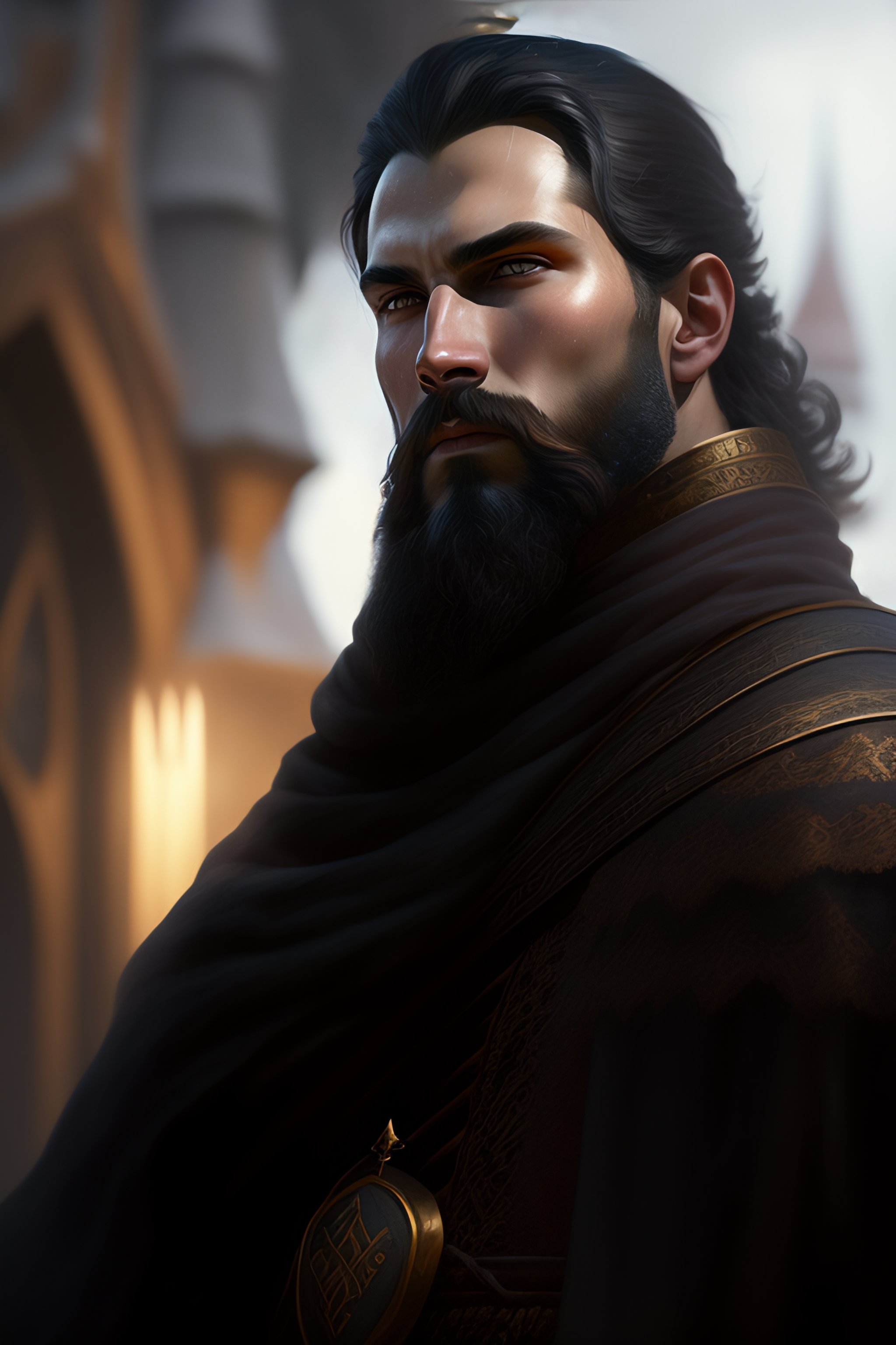 Lexica - Portrait of medieval russian man assassin dark hair, dark ...