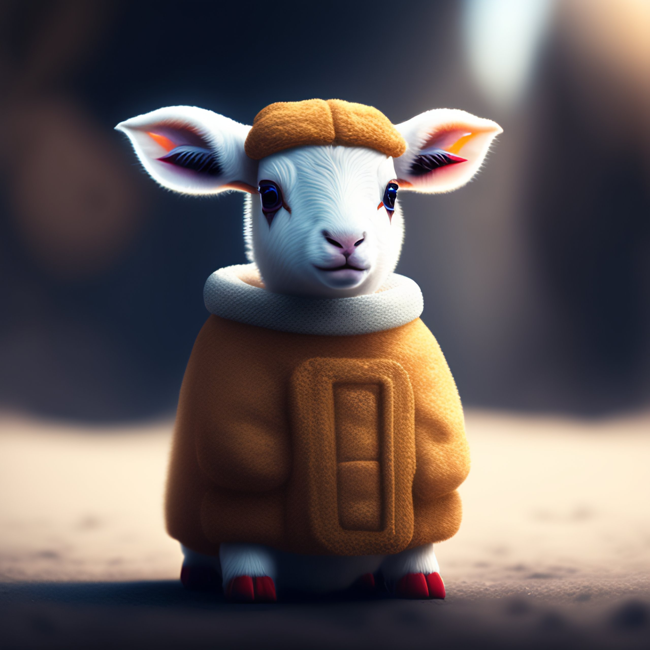Lexica - A robot dressed like lamb, movie like style