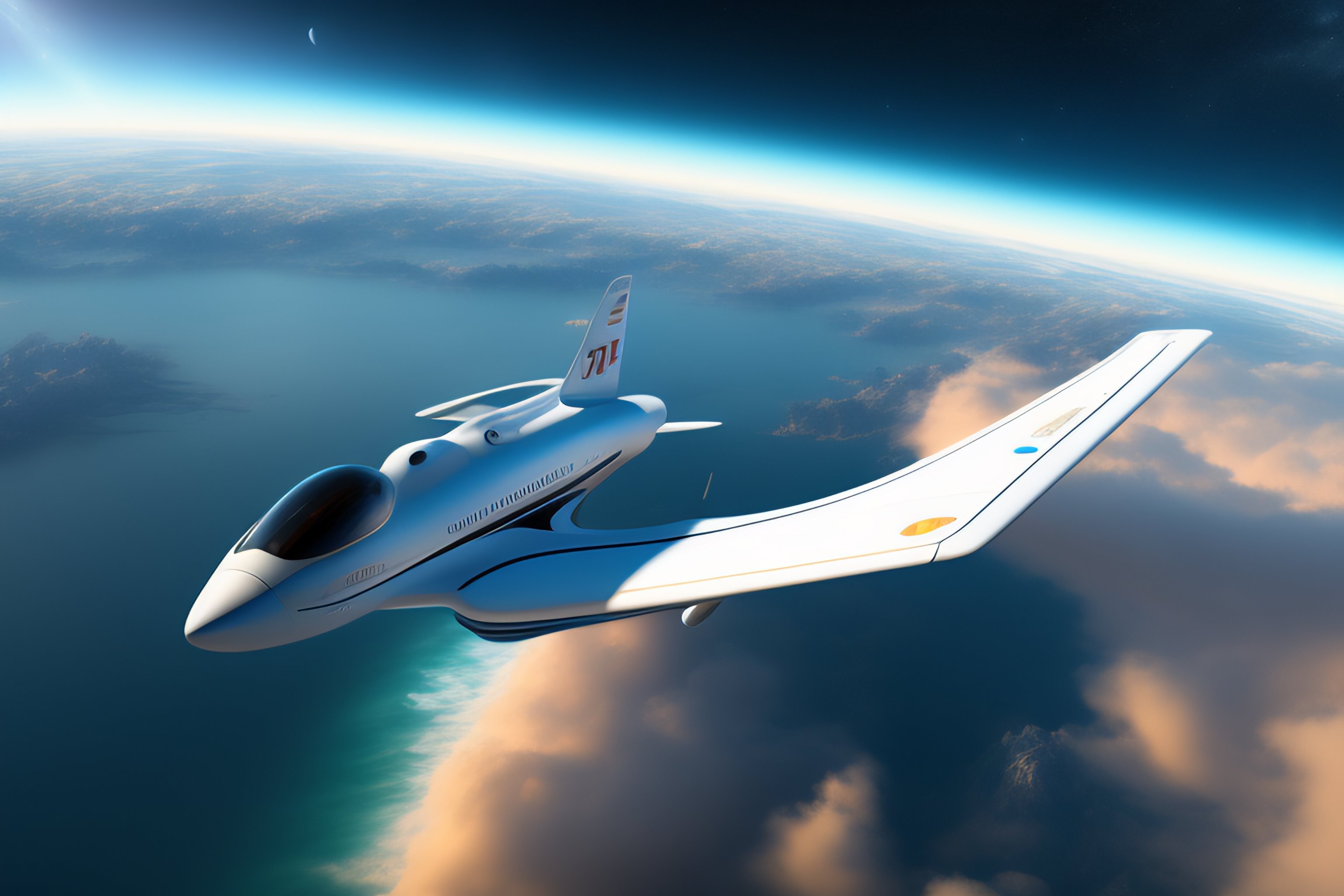 Lexica - Plane of the future created by SpaceX, in air, planet Earth ...