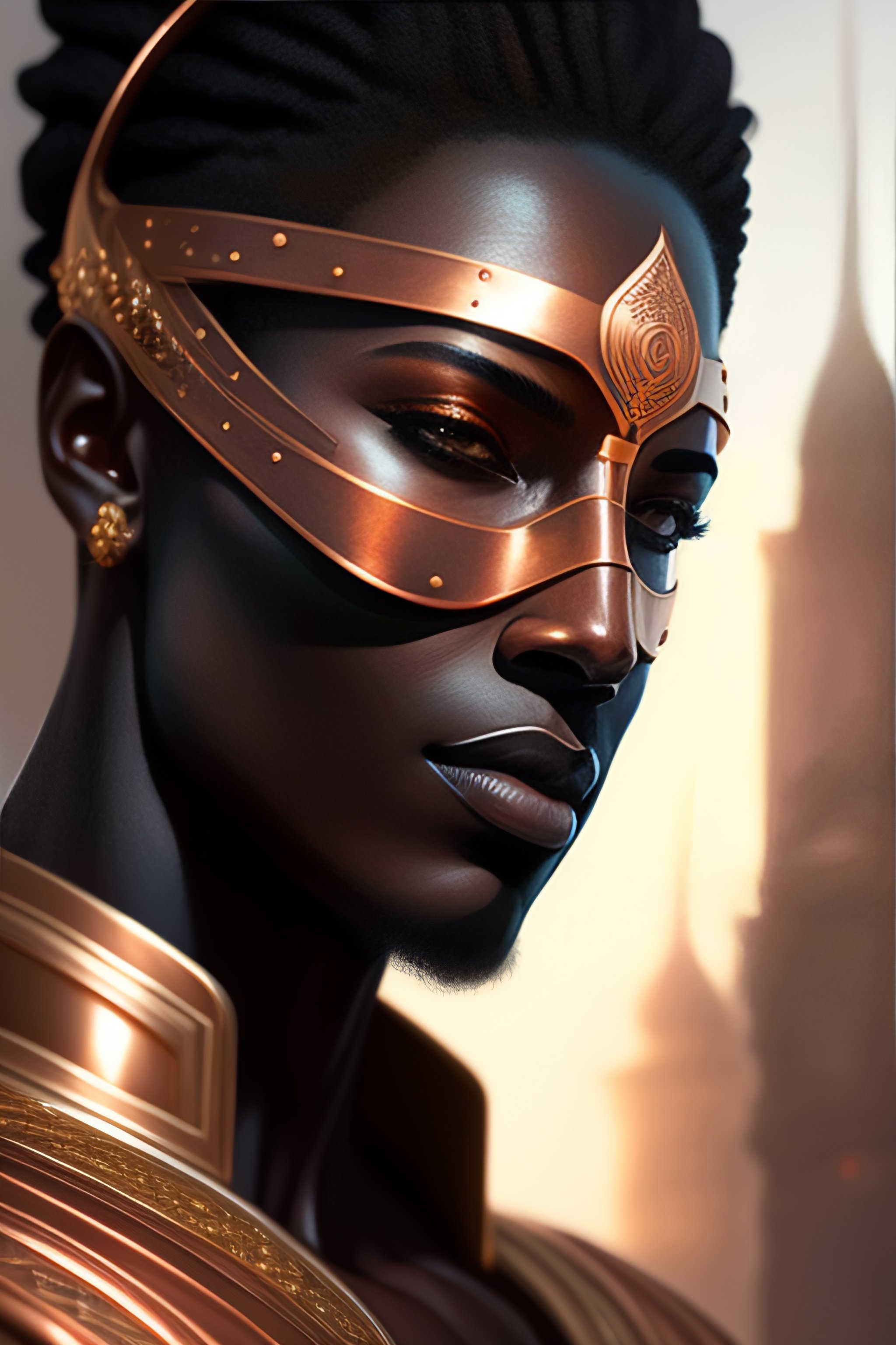Lexica - Portrait of a masked god, copper wires, intricate, headshot ...
