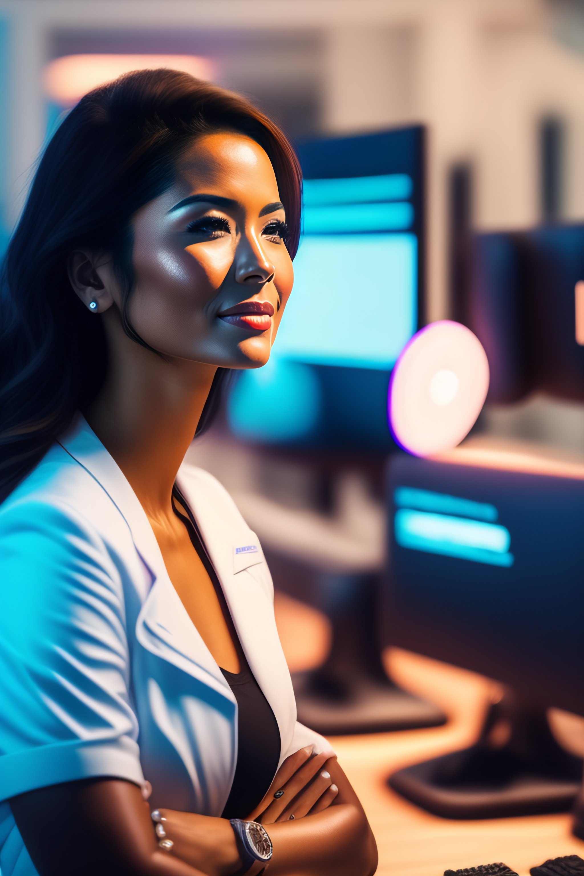 Lexica - A female designer fighting off a horde of developers