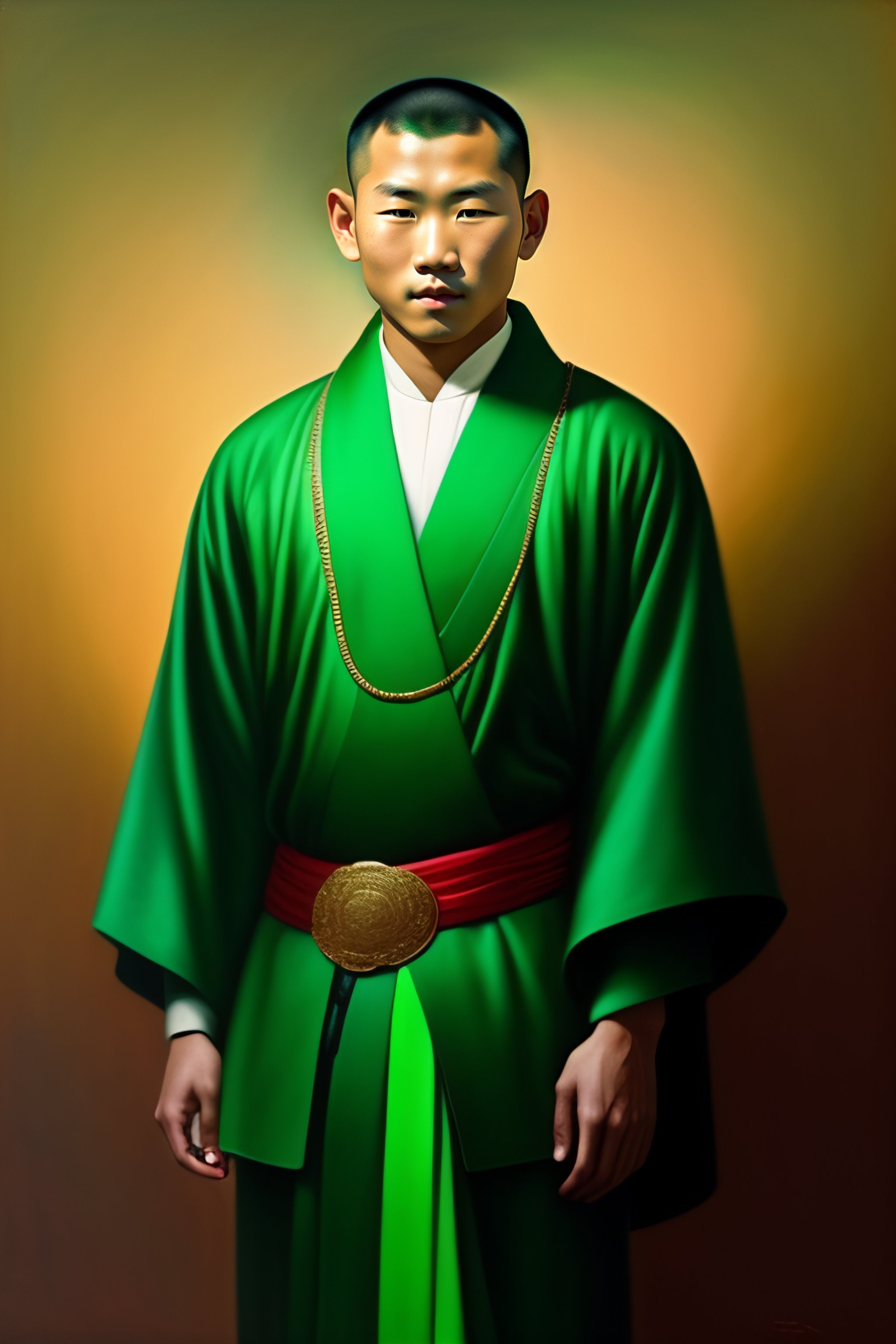 Lexica - Young asian monk with green kimono