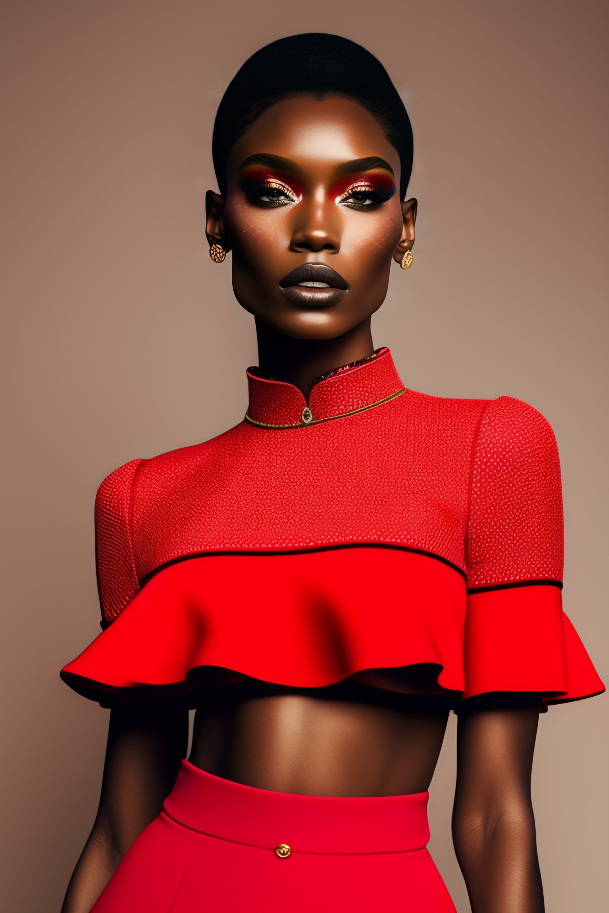 Lexica - Photo of european fashion model wearing a polkadot skirt and ...