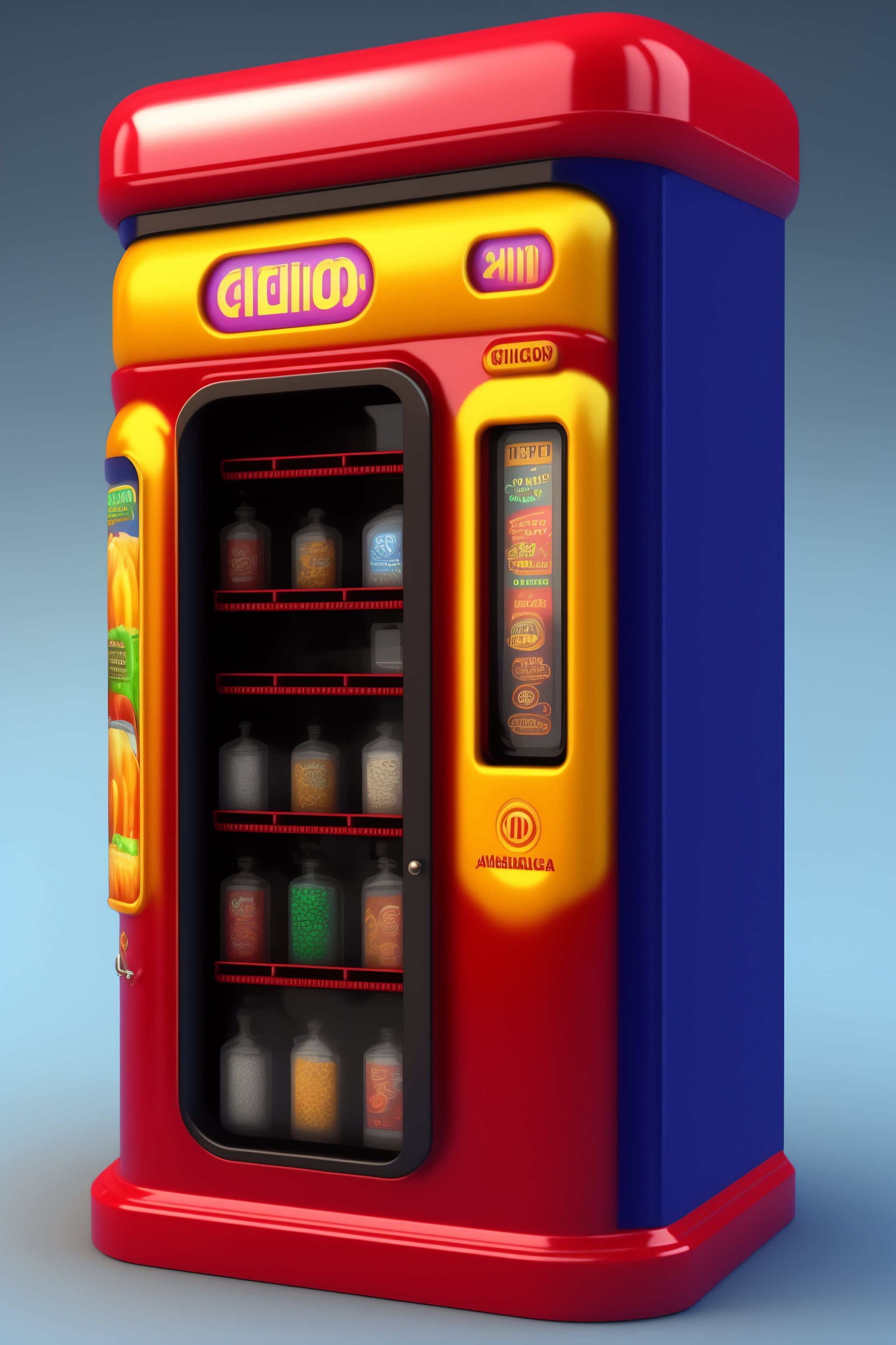 Lexica - Retro 3D render of a potion vending machine, cute.
