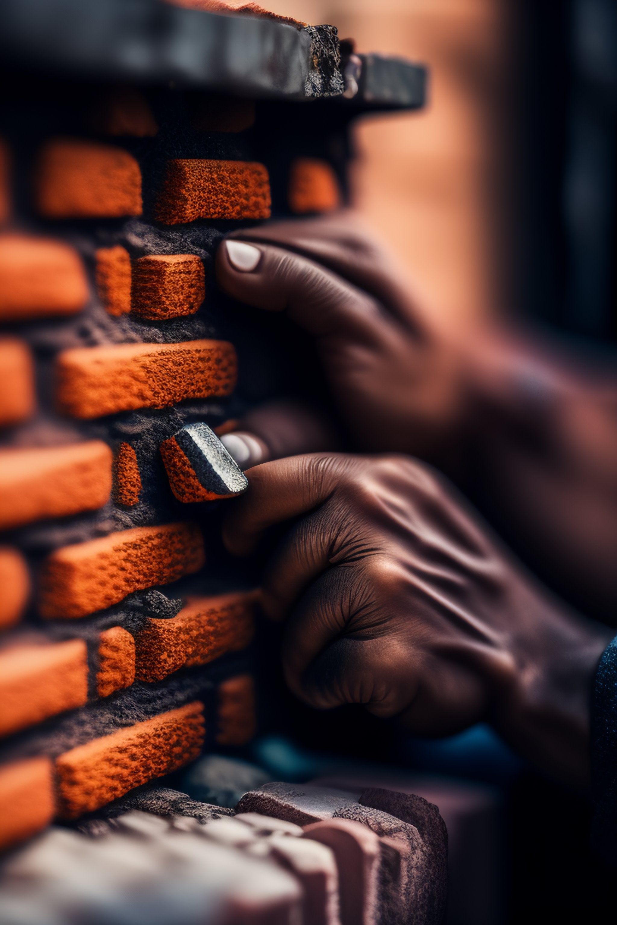 Lexica - Portrait of a bricklayer building a wall, intricate, perfect ...