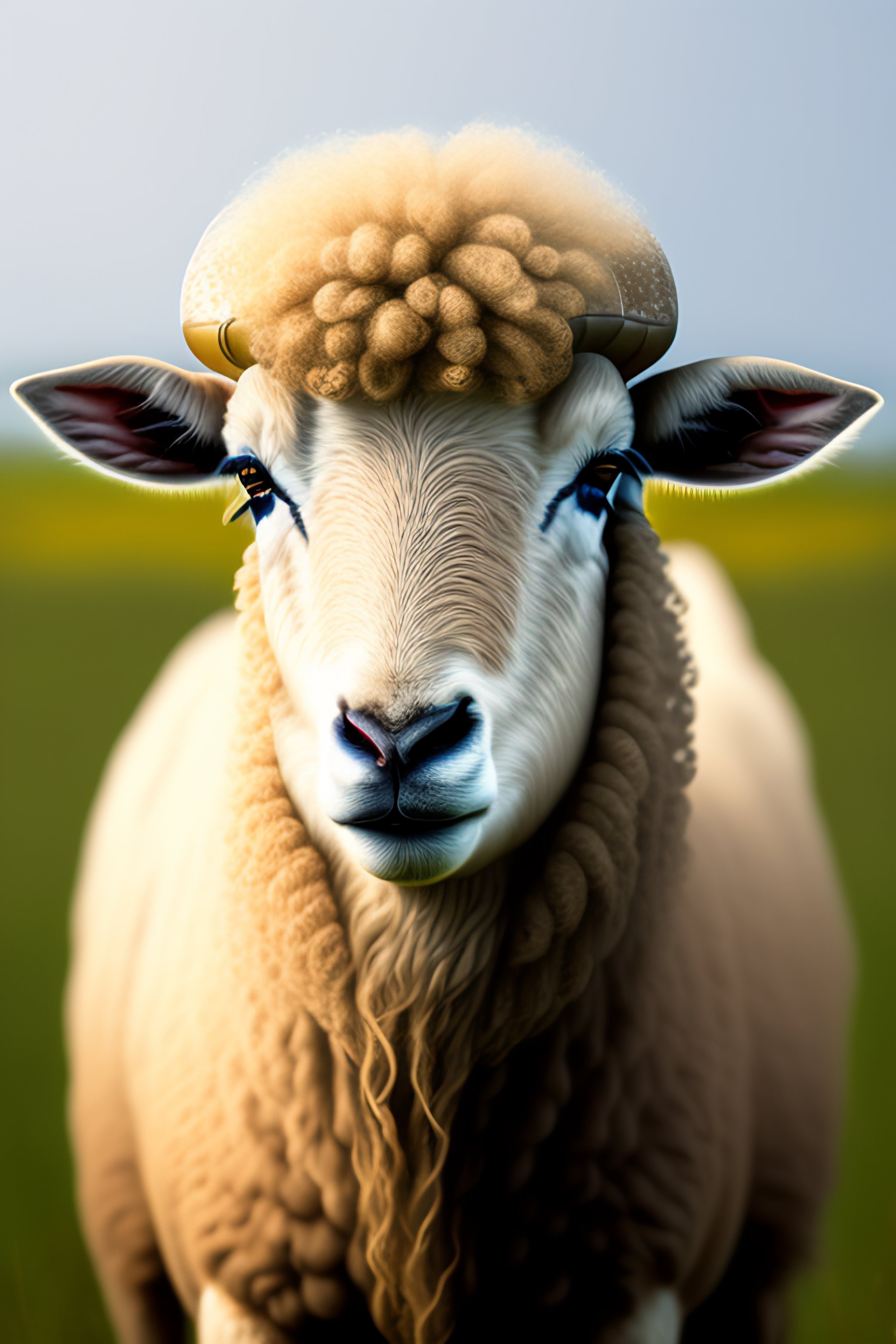 Lexica - Hairy sheep, grazing, portrait, detailed hairs