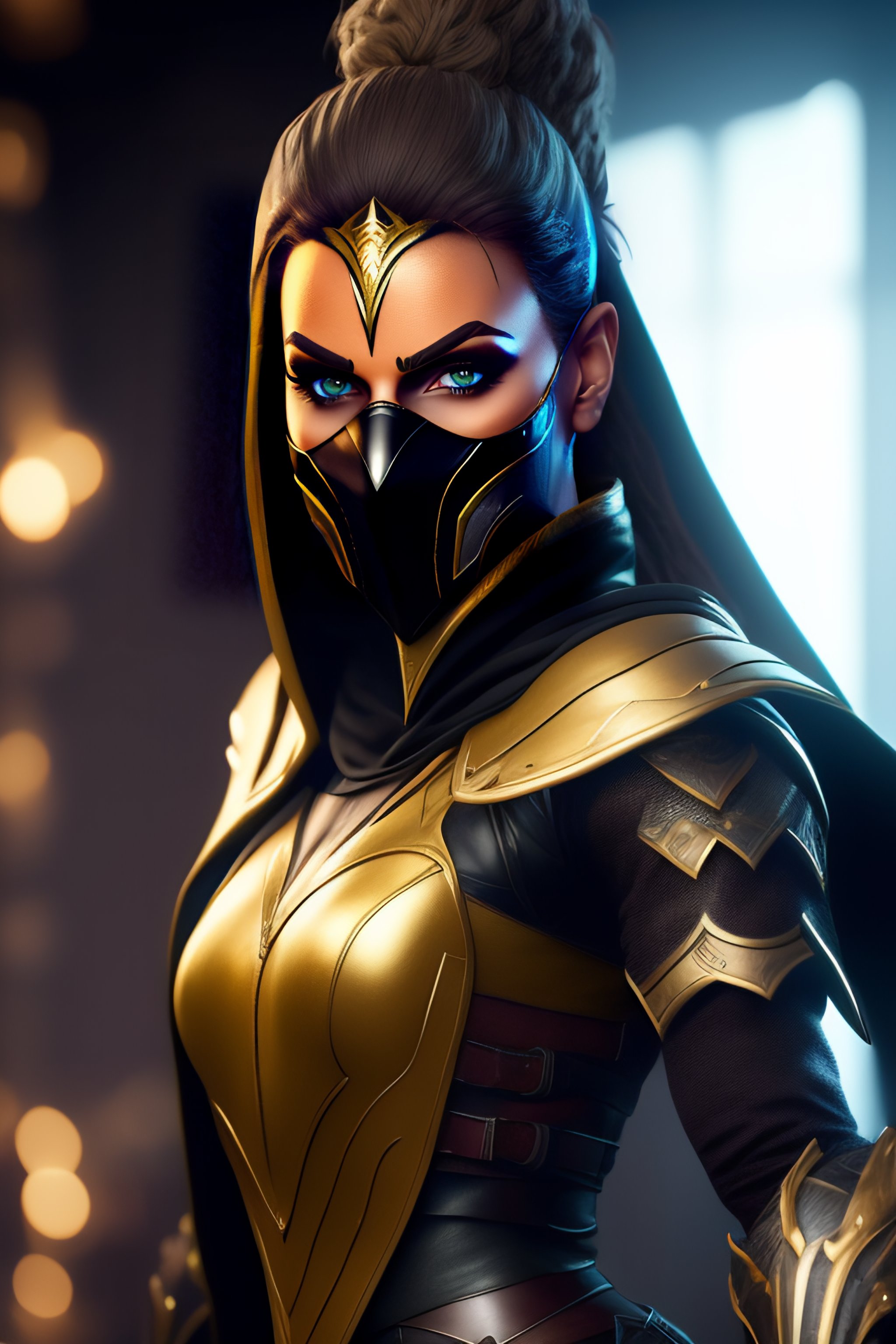 Lexica - Fantasy female dust archer with mask from mortal kombat 11