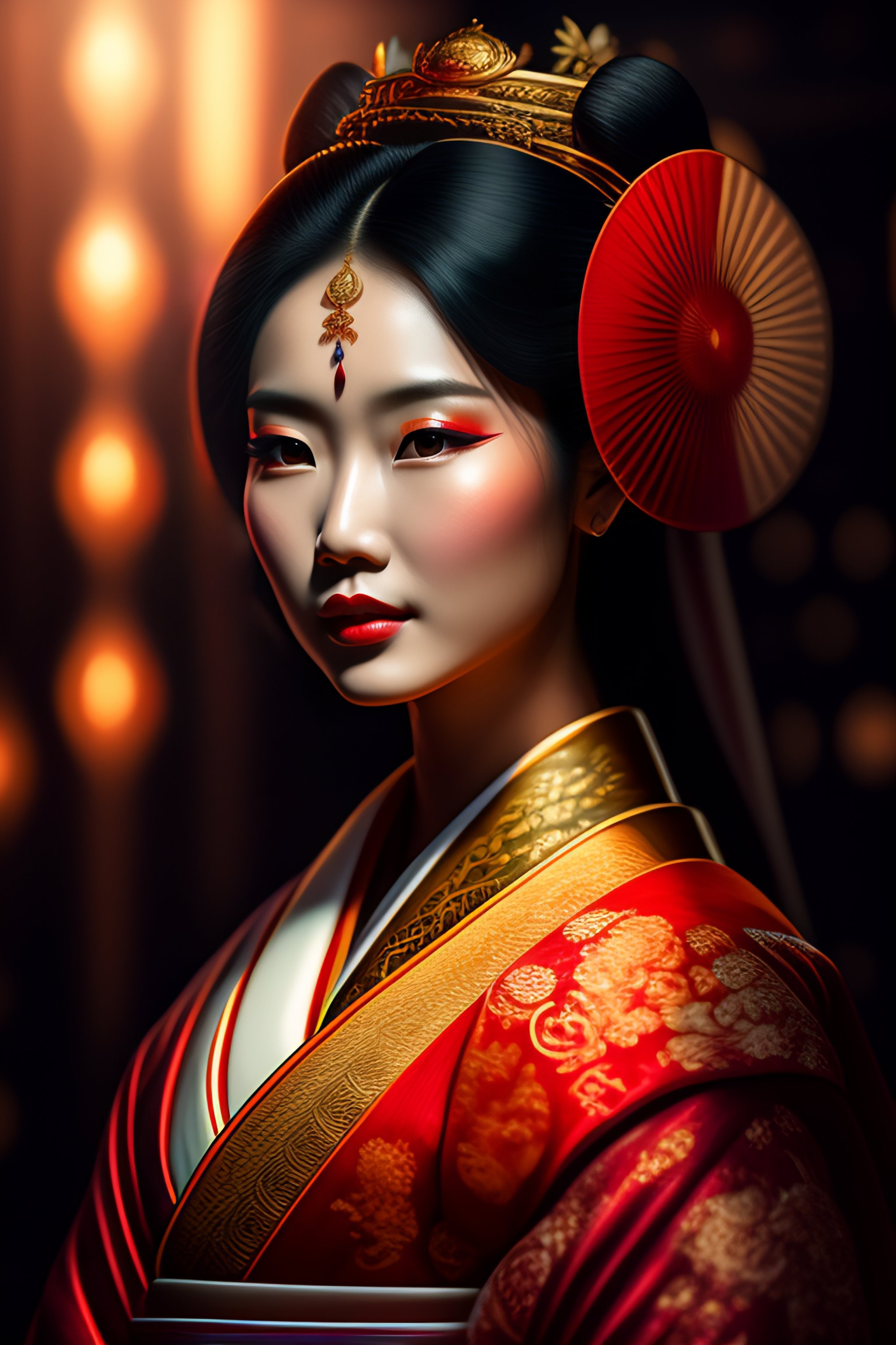 Lexica - Portrait art of geisha, detailed,intricate, full of colour ...