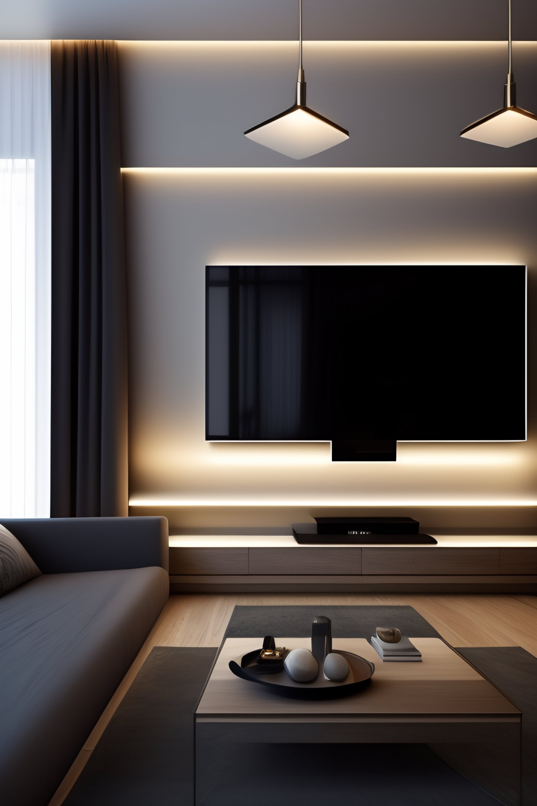 Lexica - Photorealistic Modern Living Room with design Television from ...