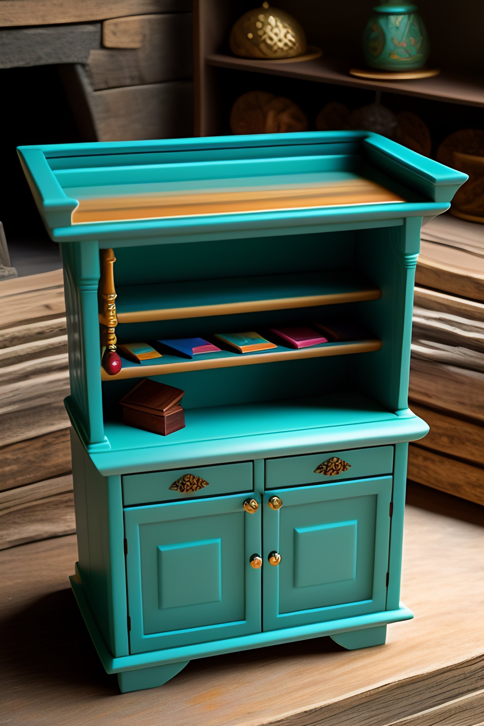 Lexica - Fantasy wizard's work table in cabinet