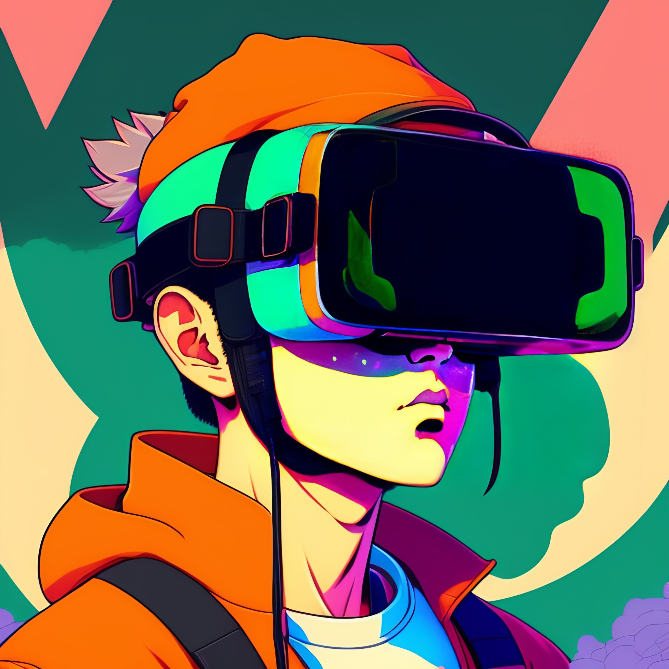 Lexica - Guy with a vr headset, style of laurie greasley, studio ghibli, akira toriyama, james ...