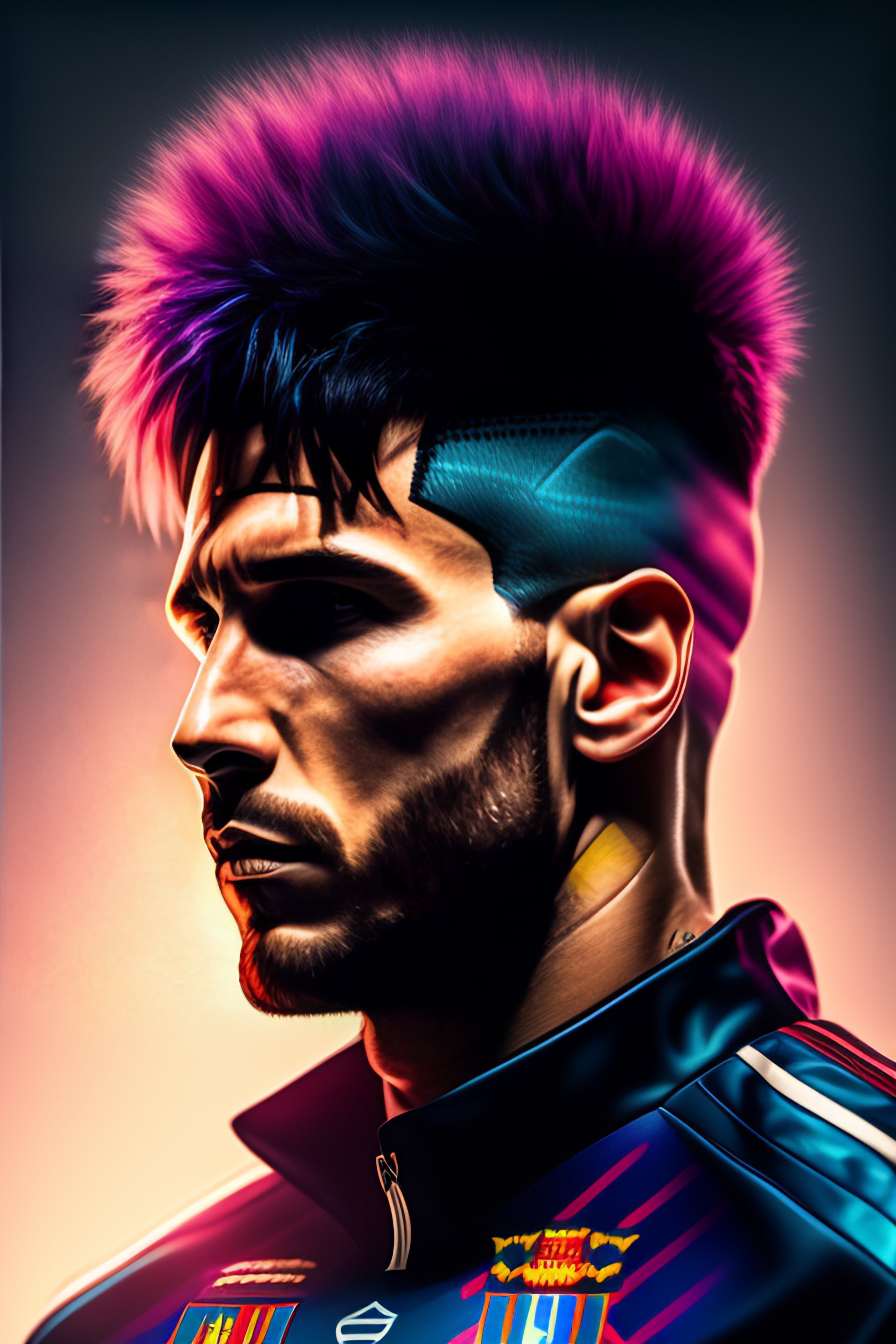 Lexica - Symmetry!! portrait of cyberpunk Lionel Messi