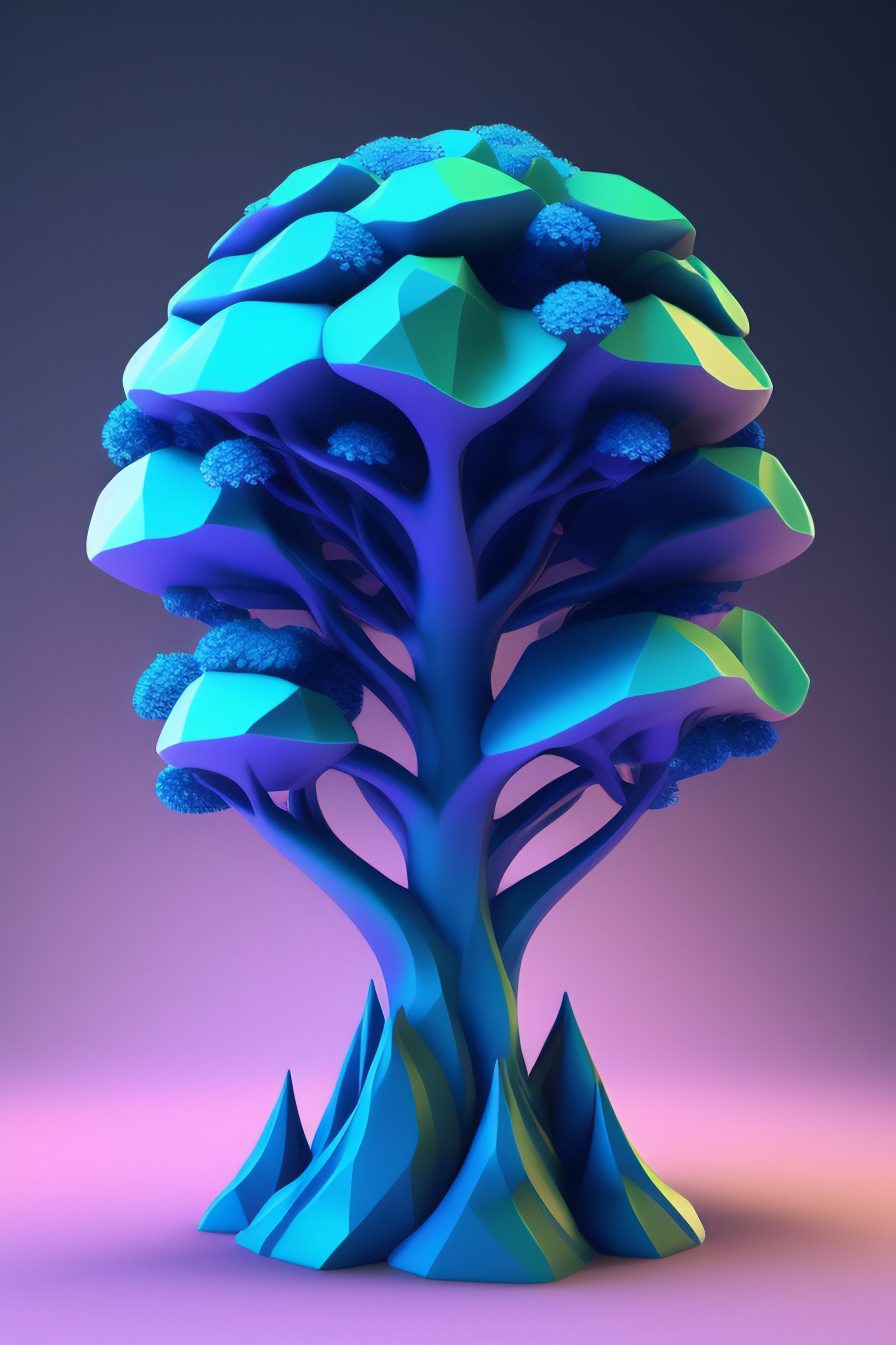 Lexica - 3d model of an alien tree with weird branches, low-poly, blue ...