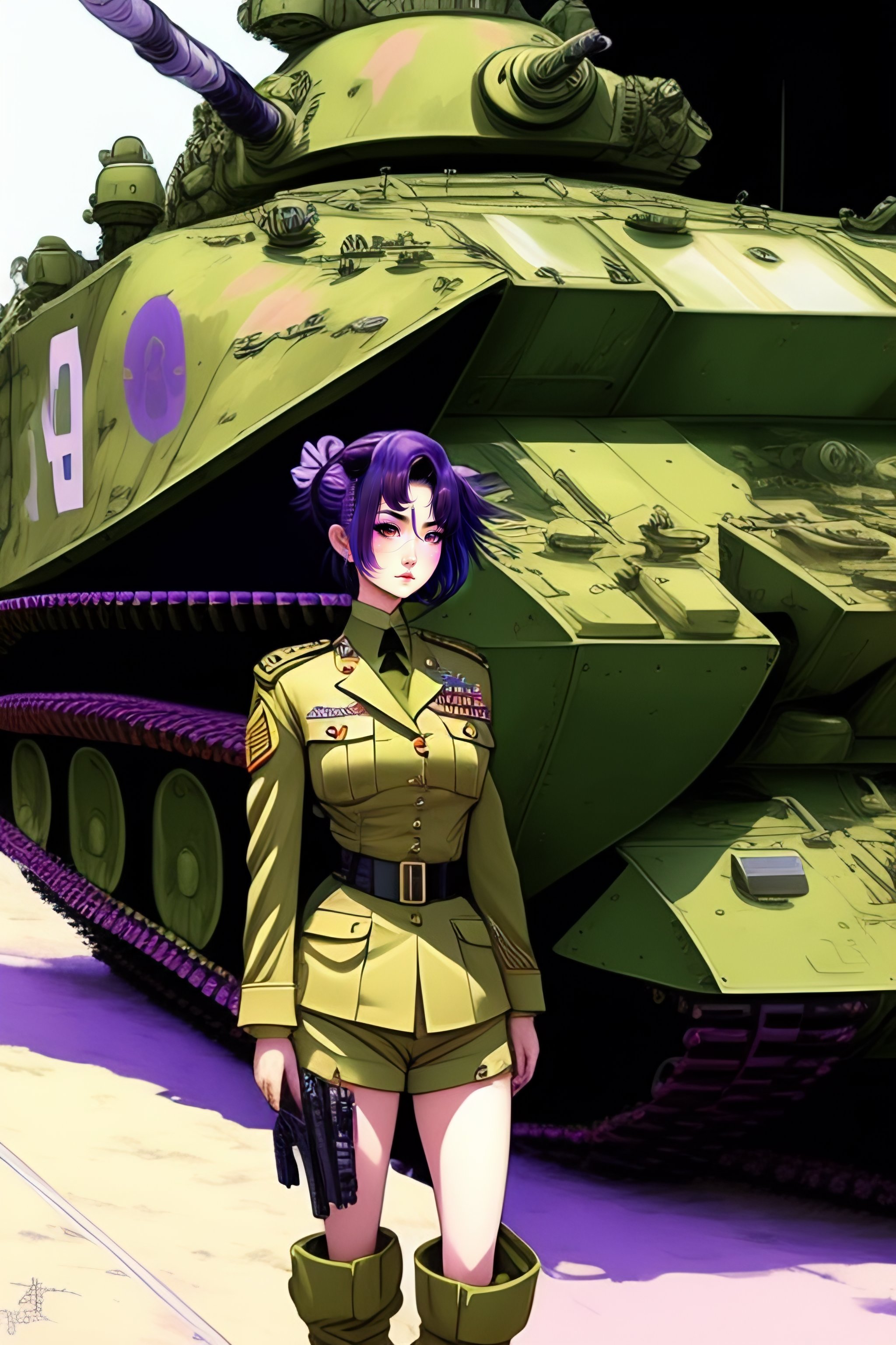 Lexica - Vintage 90's military female officer in anime style. world war ...