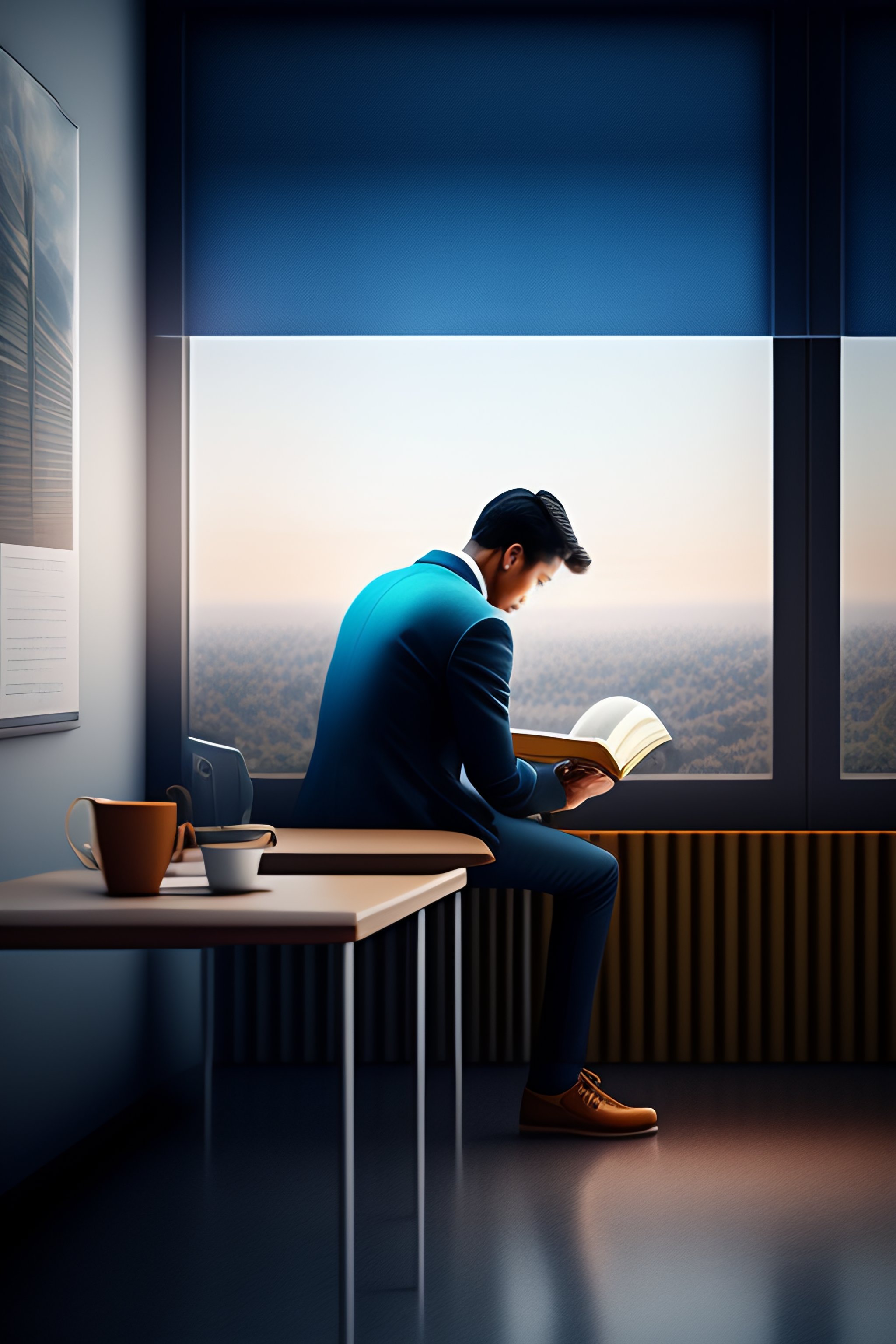 Lexica - Two people sitting in classroom reading a book photorealistic