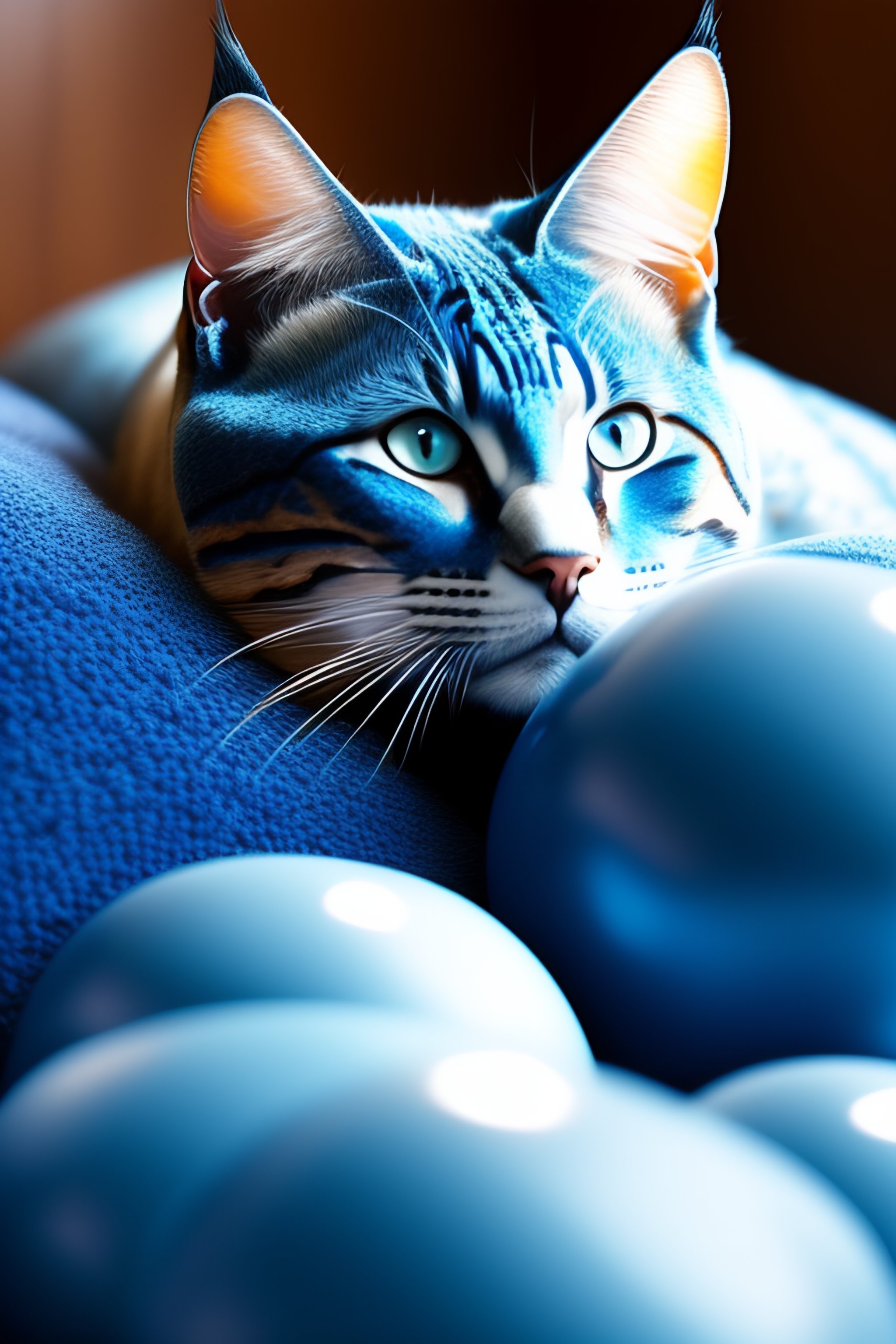 Lexica - A close up of a blue cats balls sack