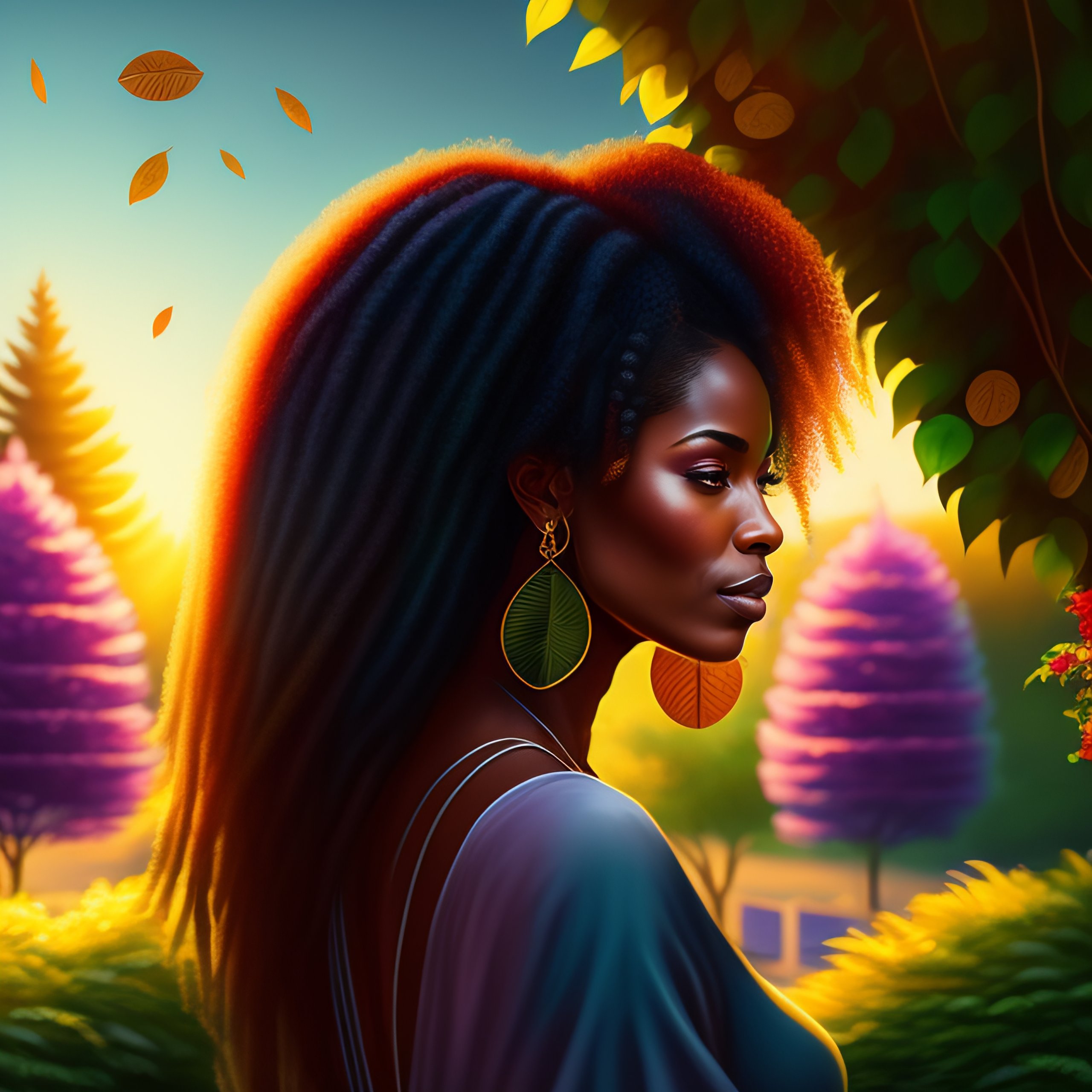 Lexica - Black rasta woman woman enjoying the view of trees with money ...