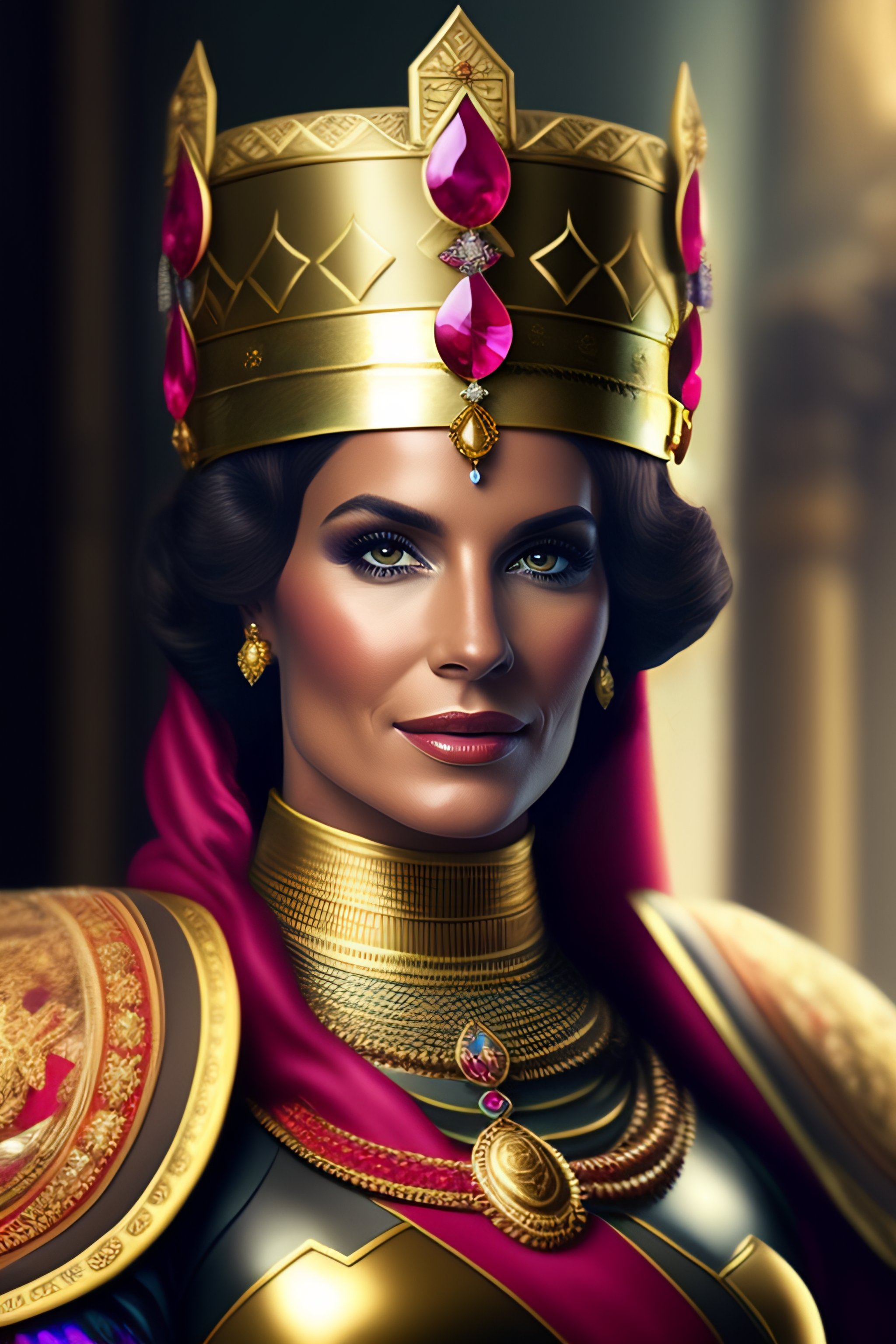 Lexica - Queen Camilla photo realistic as roman centurion