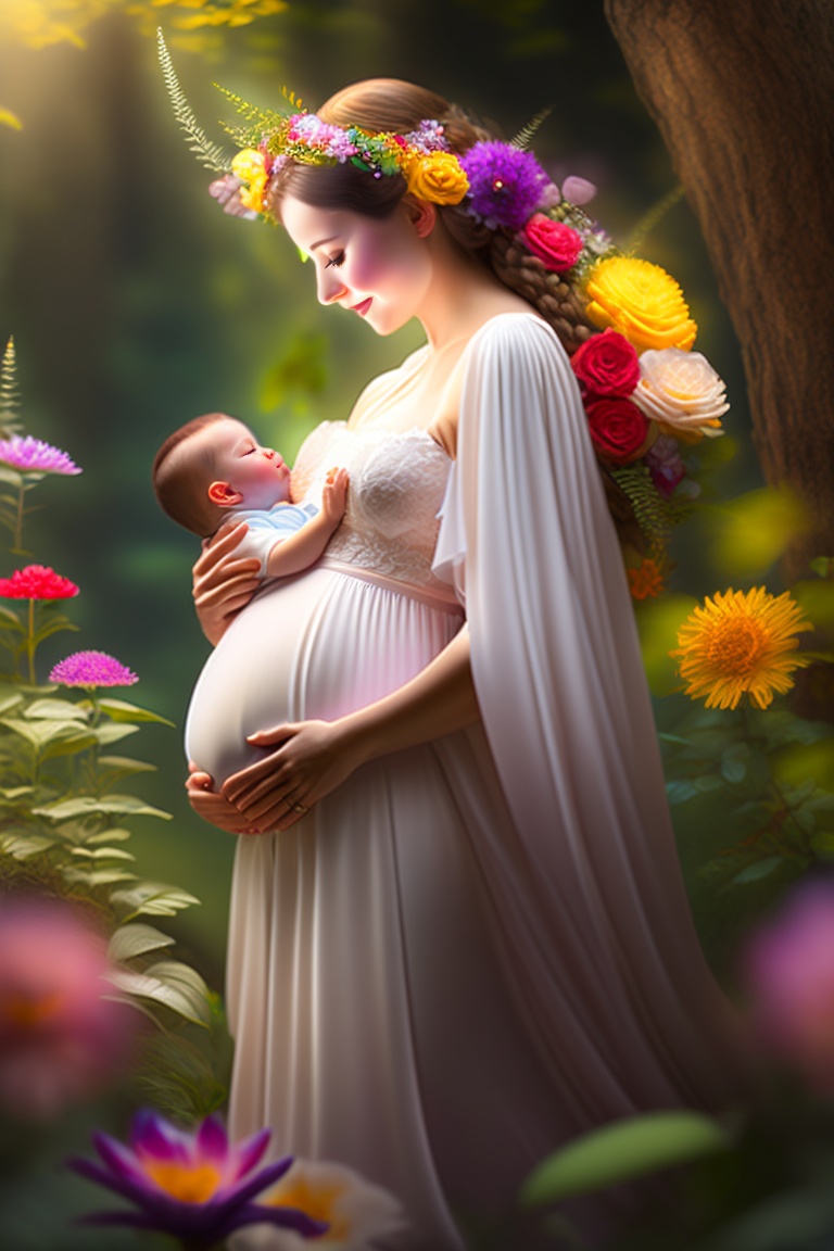 Lexica - A magical maternity and newborn moment amidst a lush ...