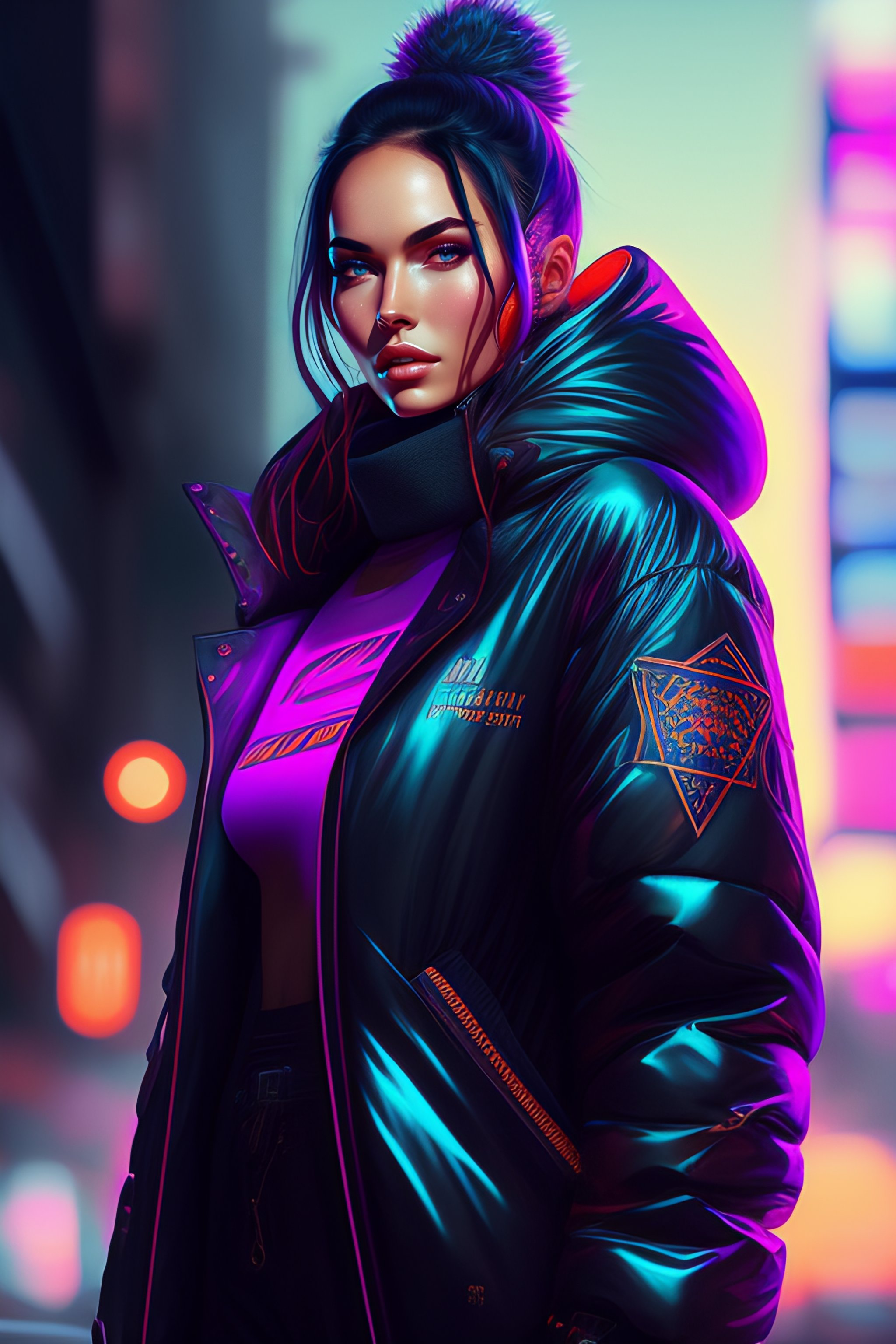 Lexica - Detailed portrait megan fox neon operator girl cyberpunk ...