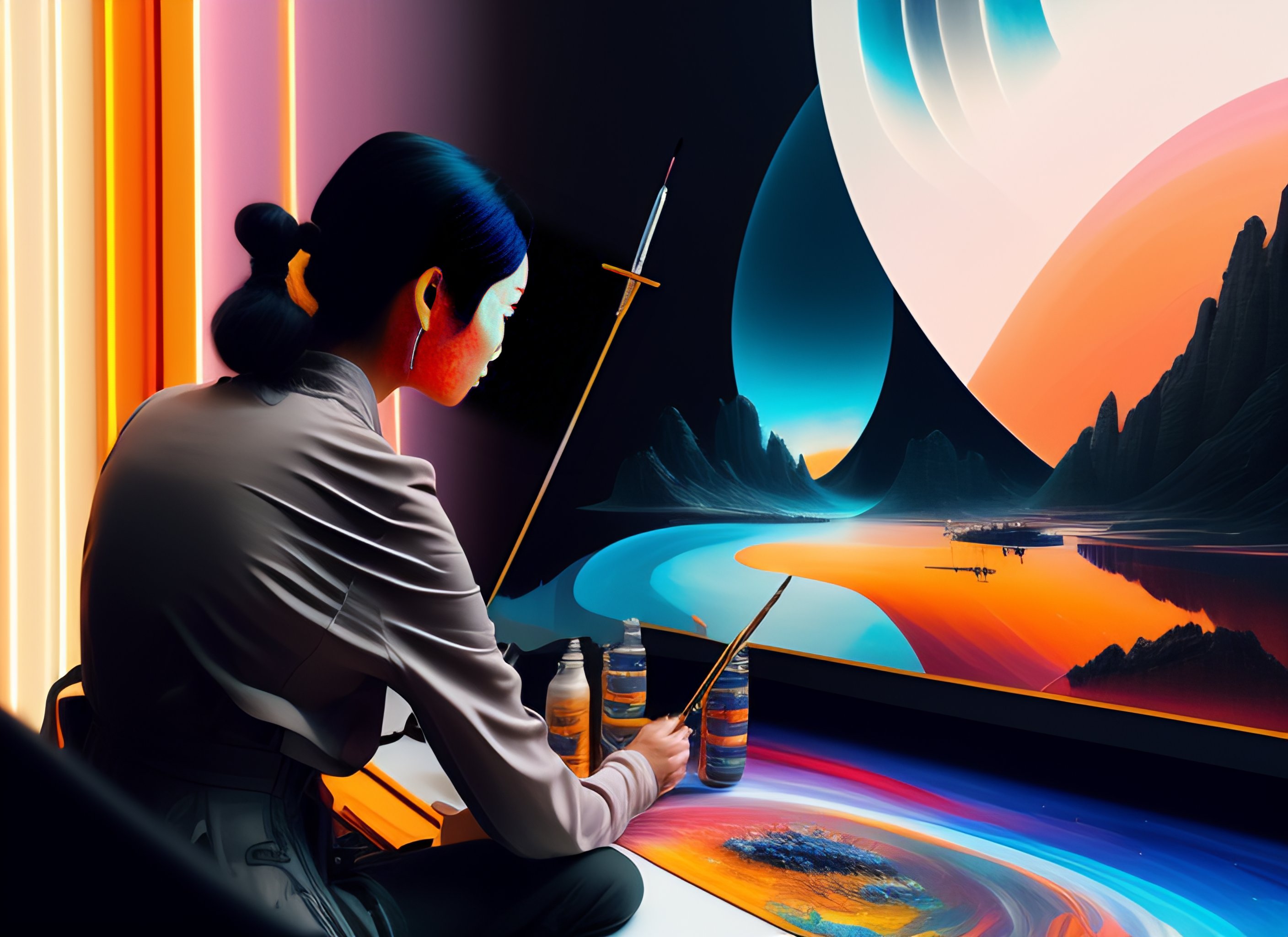 Lexica - Photo of futuristic futuristic robot - painter - artist ...