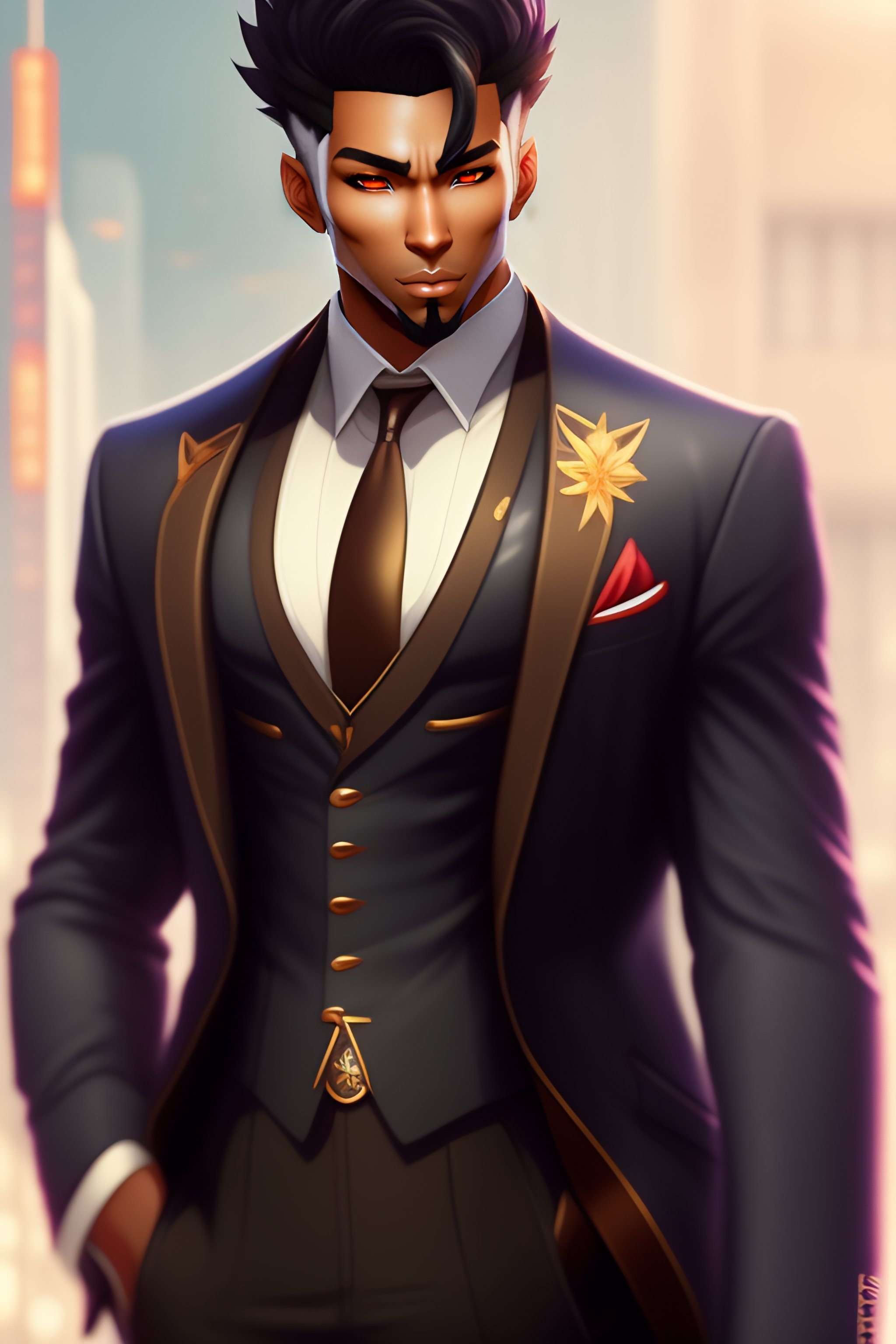 Lexica - Anthro furry humanoid anime man , three piece suit, checking ...