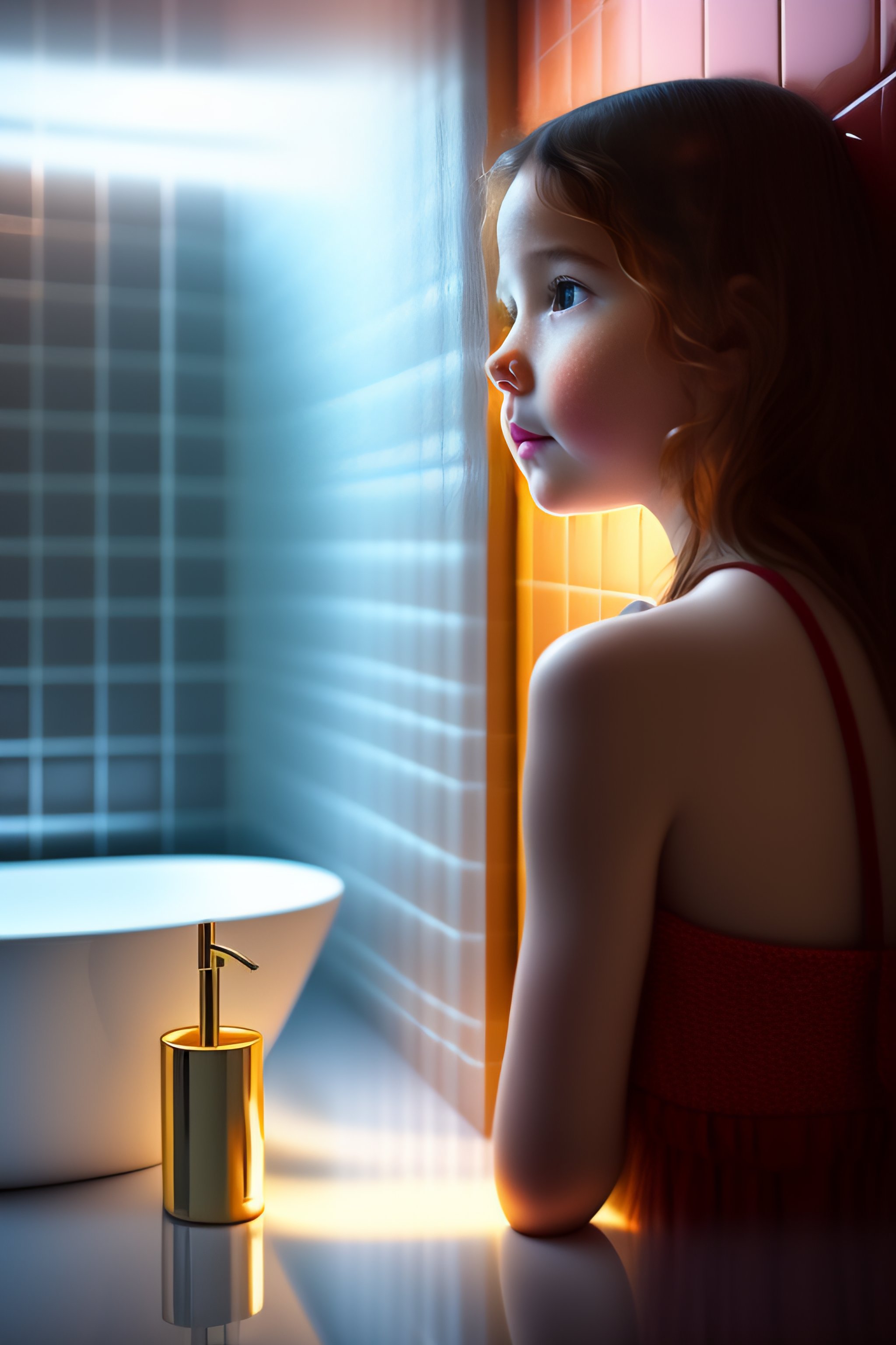 Lexica - A detailed portrait of a girl in the bathroom, art ...
