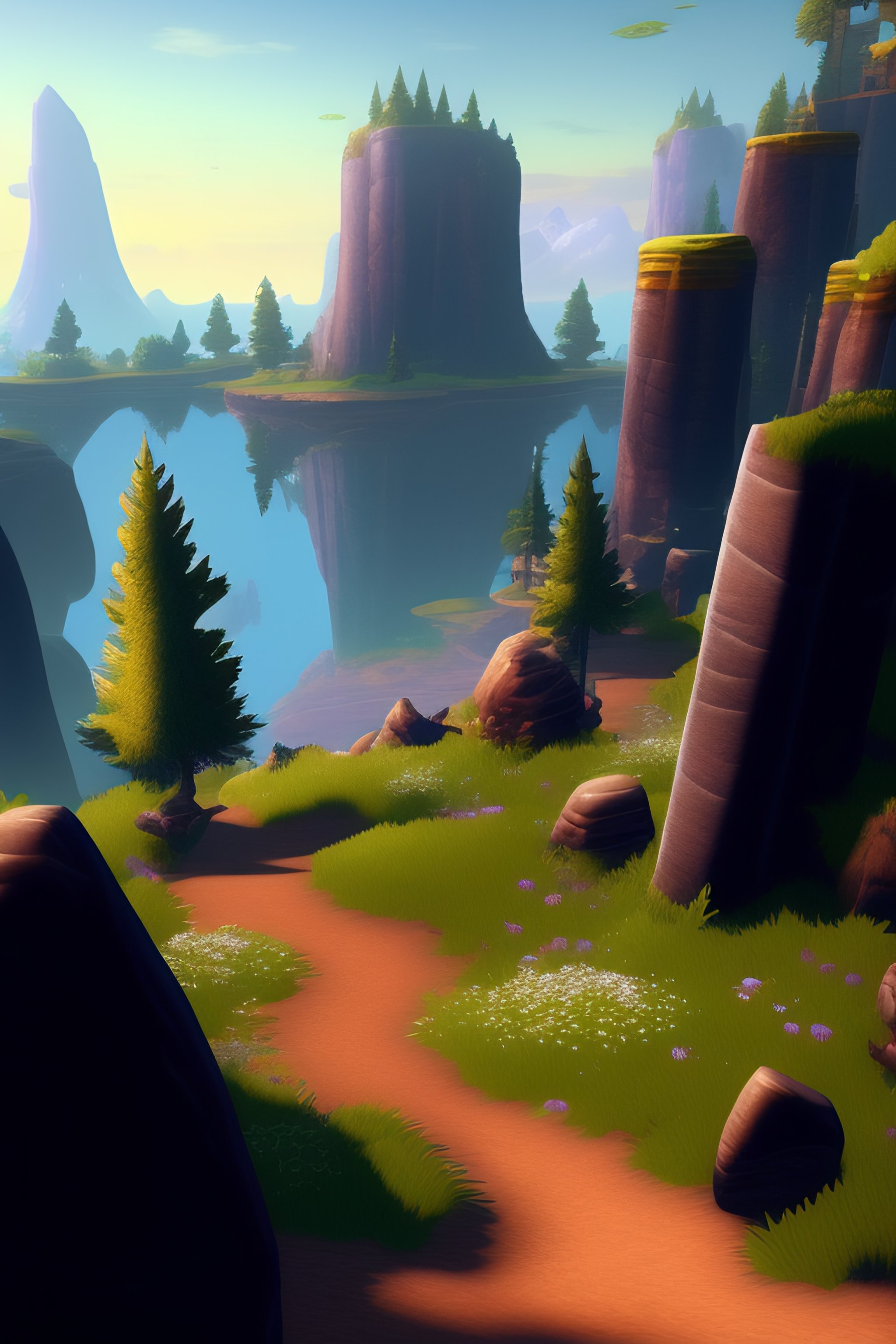 Lexica - Ground texture video game fantasy, trees, rocks