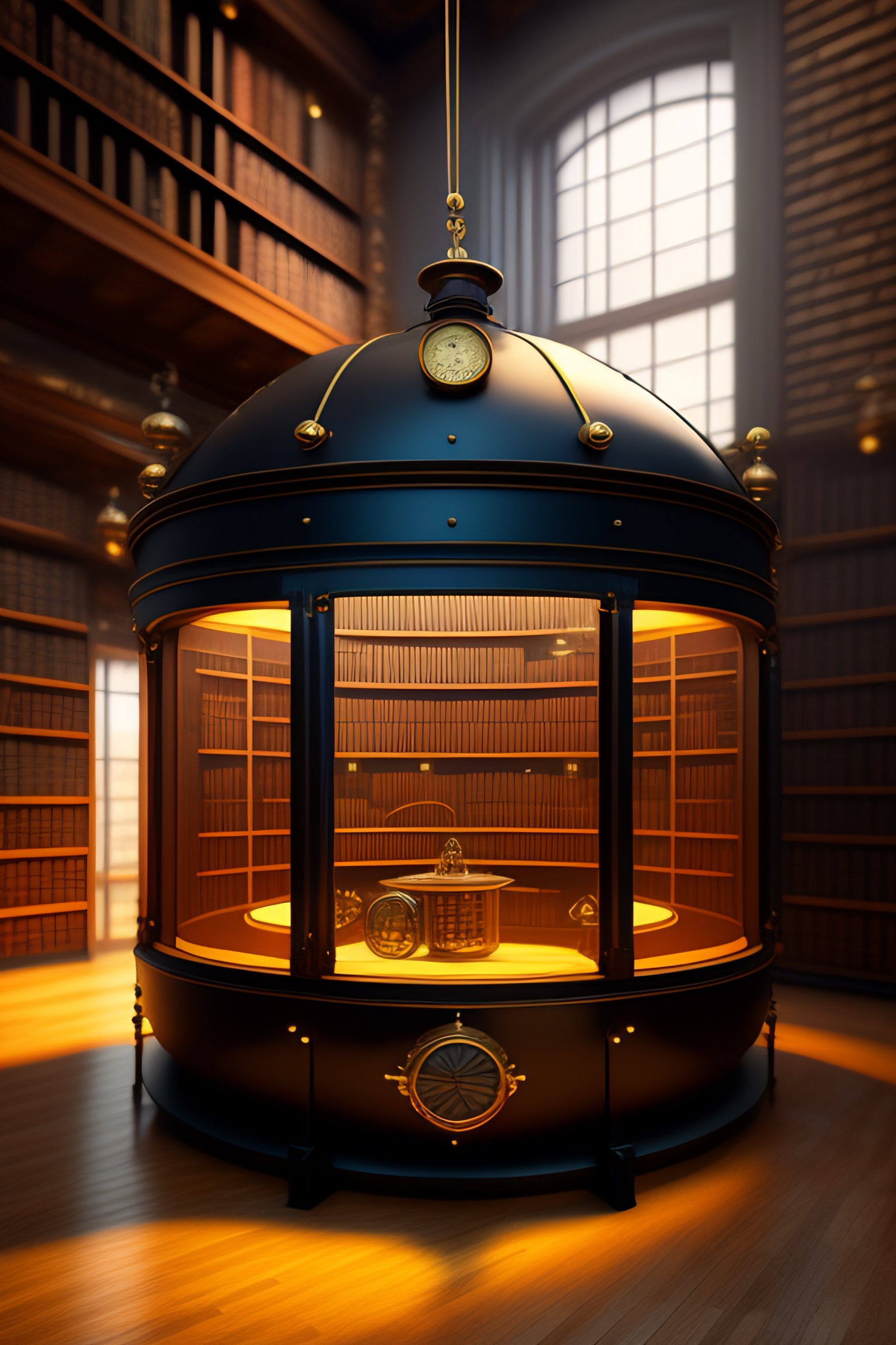 Lexica - Steampunk laboratory and library with fireplace and circle ...