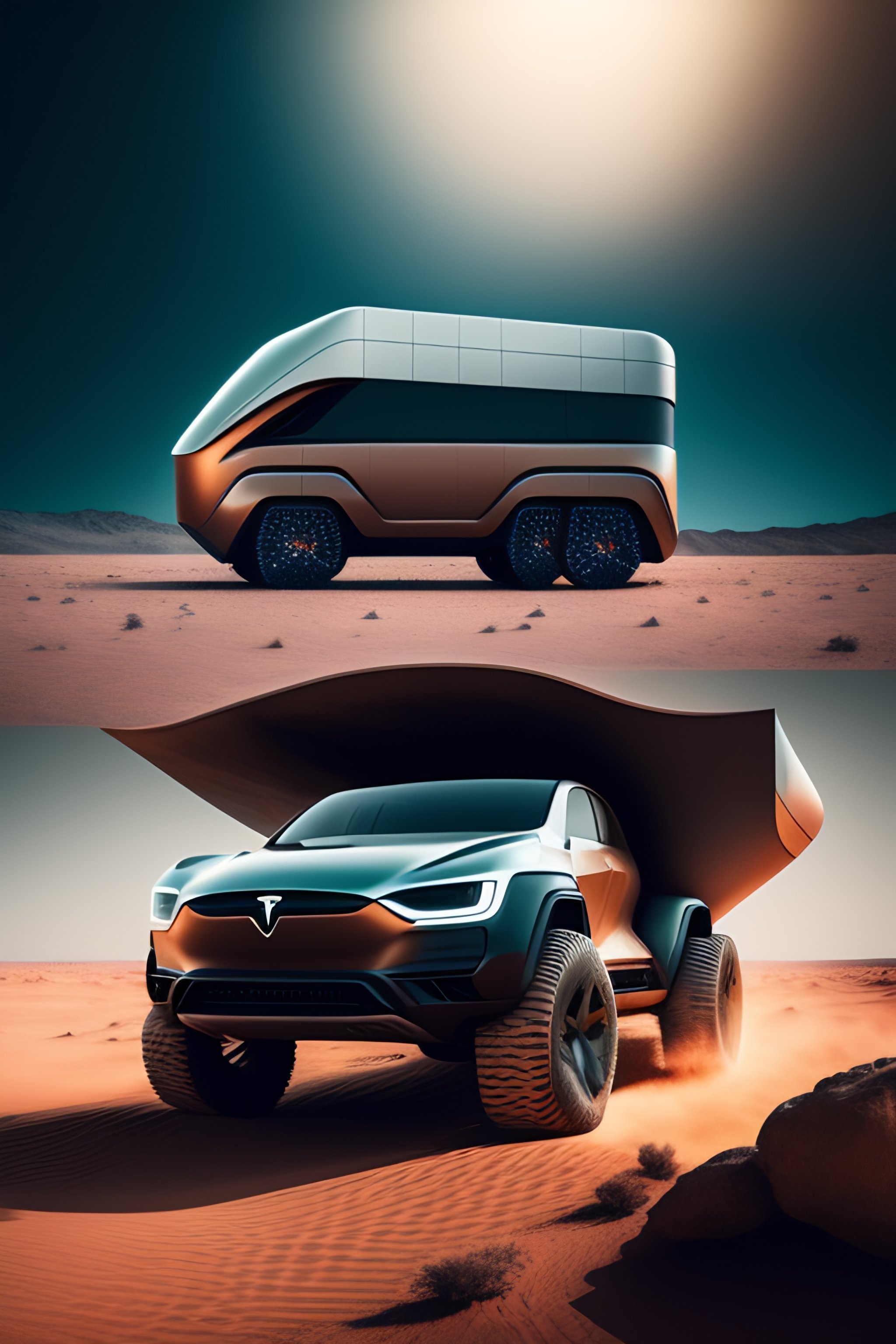 Lexica - Tesla cybertruck on the moon