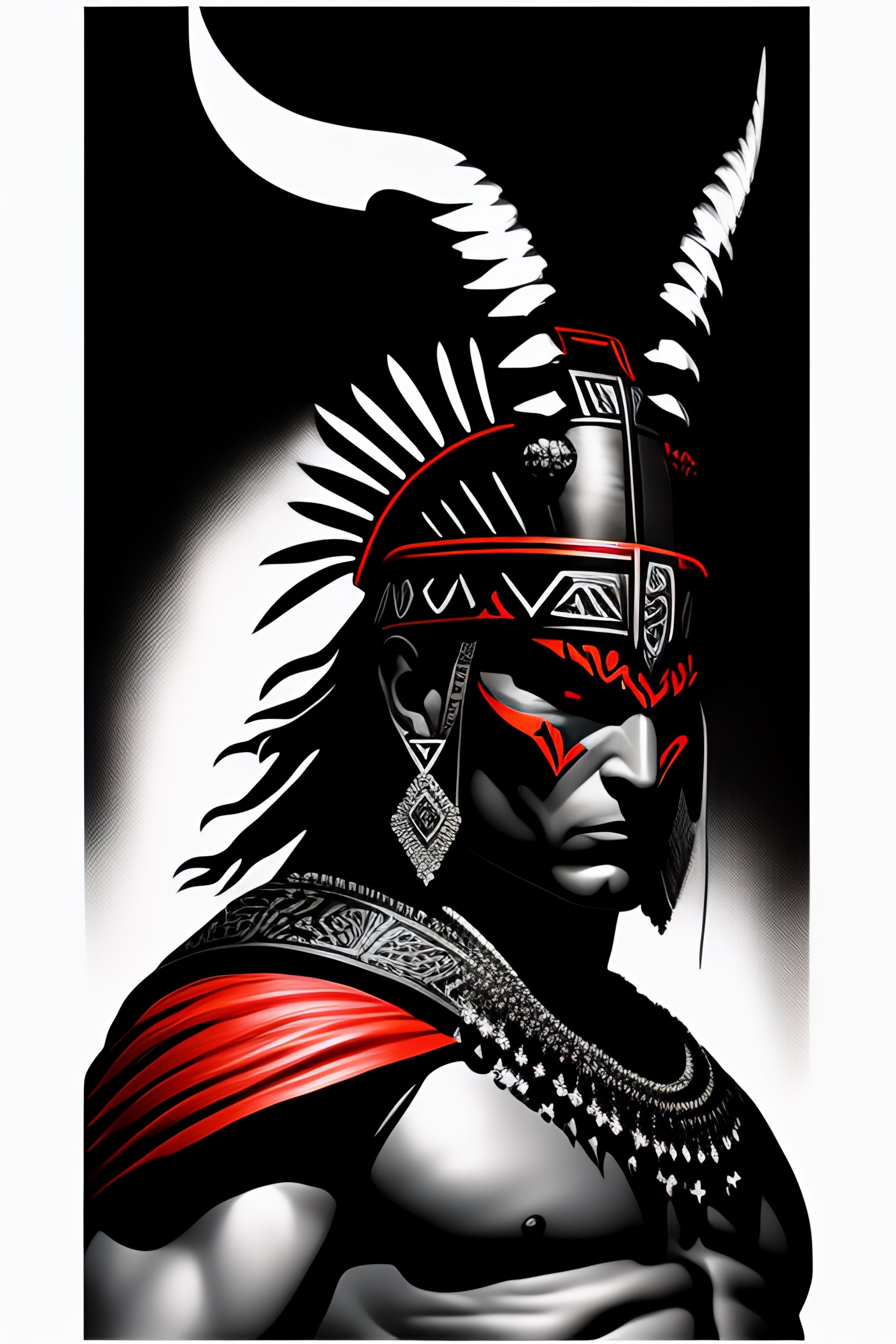 Lexica - Aztec warrior venom comics, dark fire magic, design on a white ...