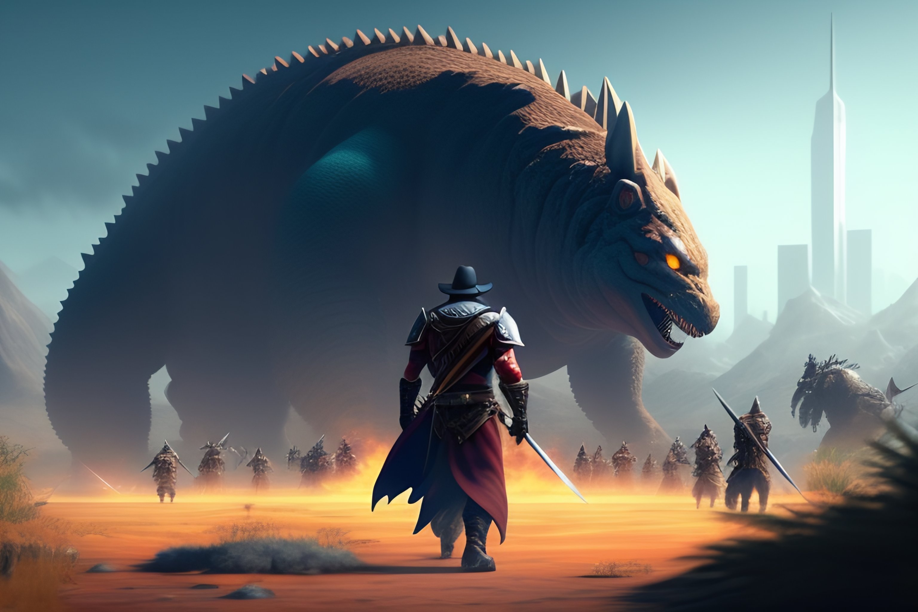 Lexica - Hunters armed with swords are attacked by countless monsters ...