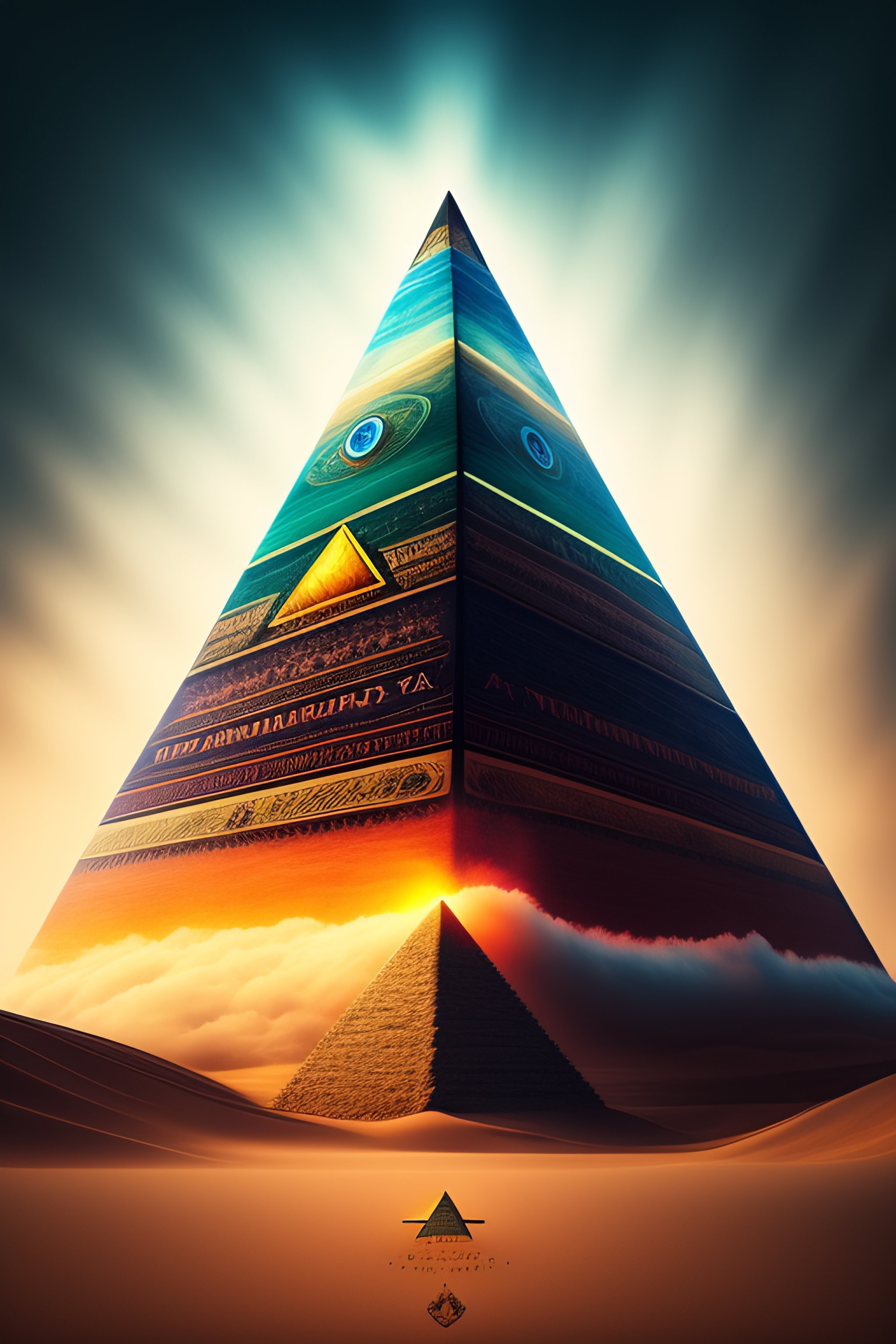 Lexica - All seeing eye pyramid with arms