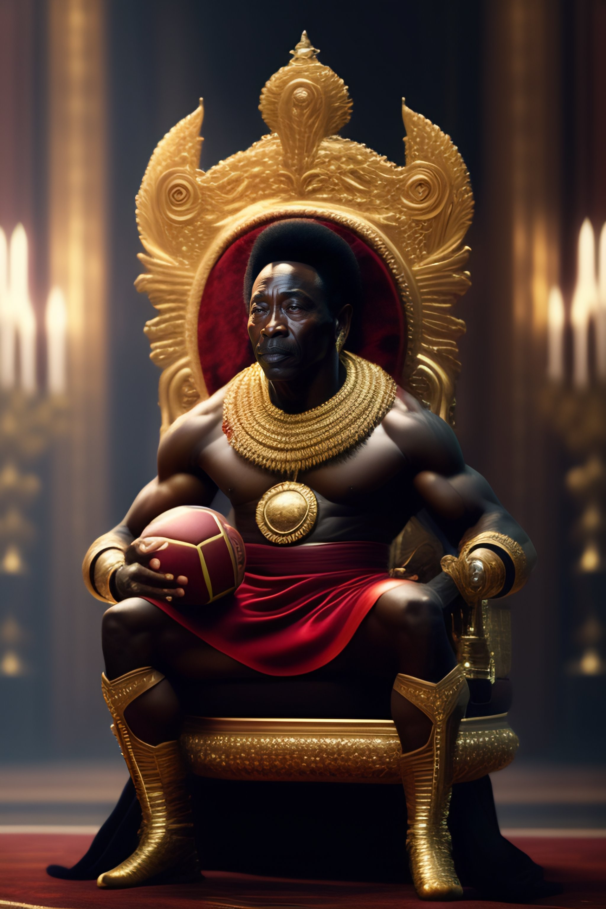 Lexica - Pele as gon in throne with ball