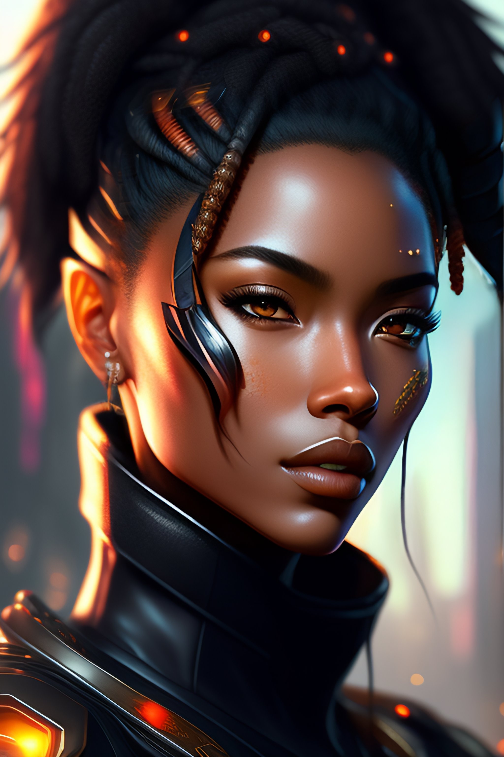 Lexica - Left facing,Portrait, cyberpunk, black cyborg ninja, third ...