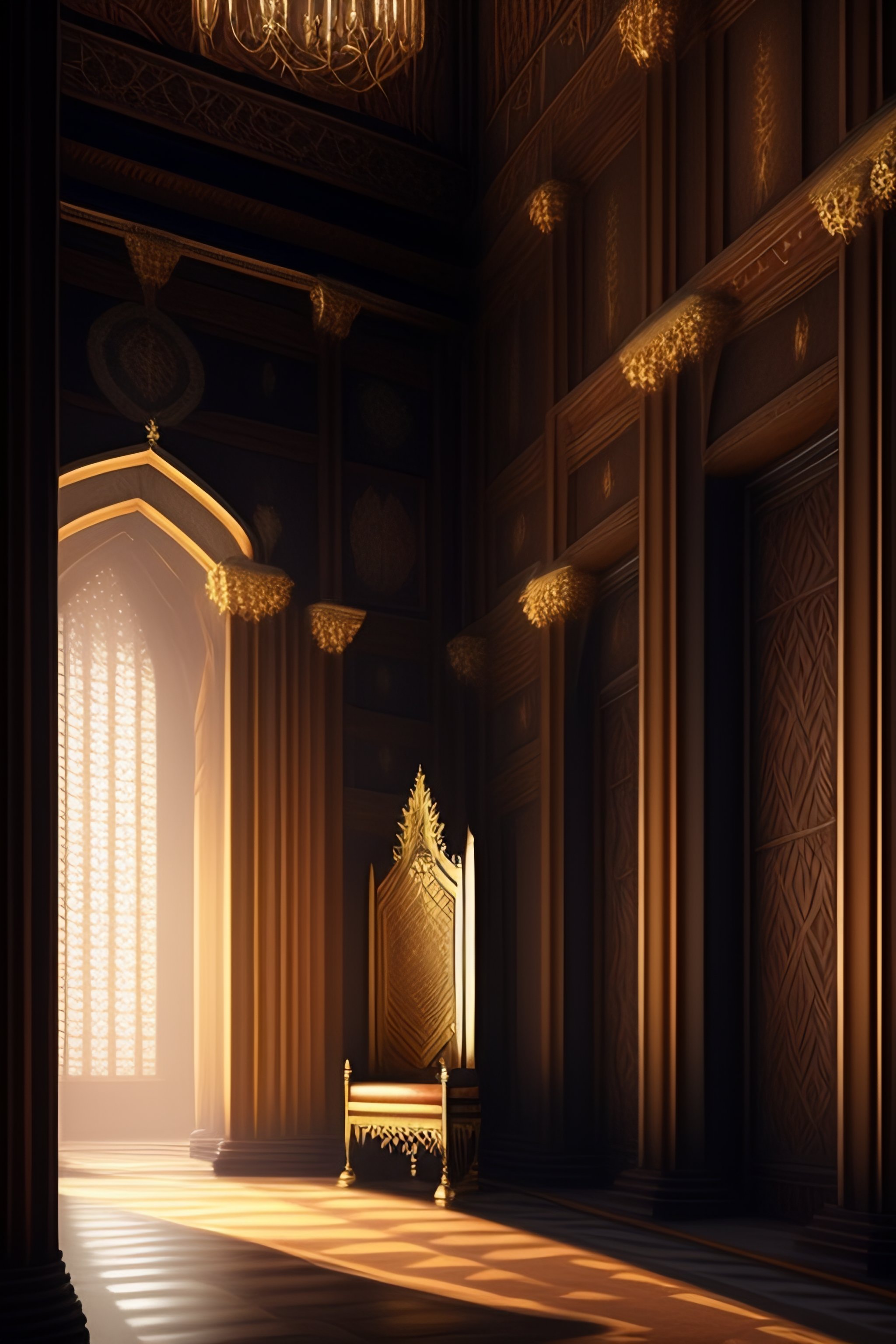 Lexica - Middle ages throne room, empty, dim light | | realistic shaded ...