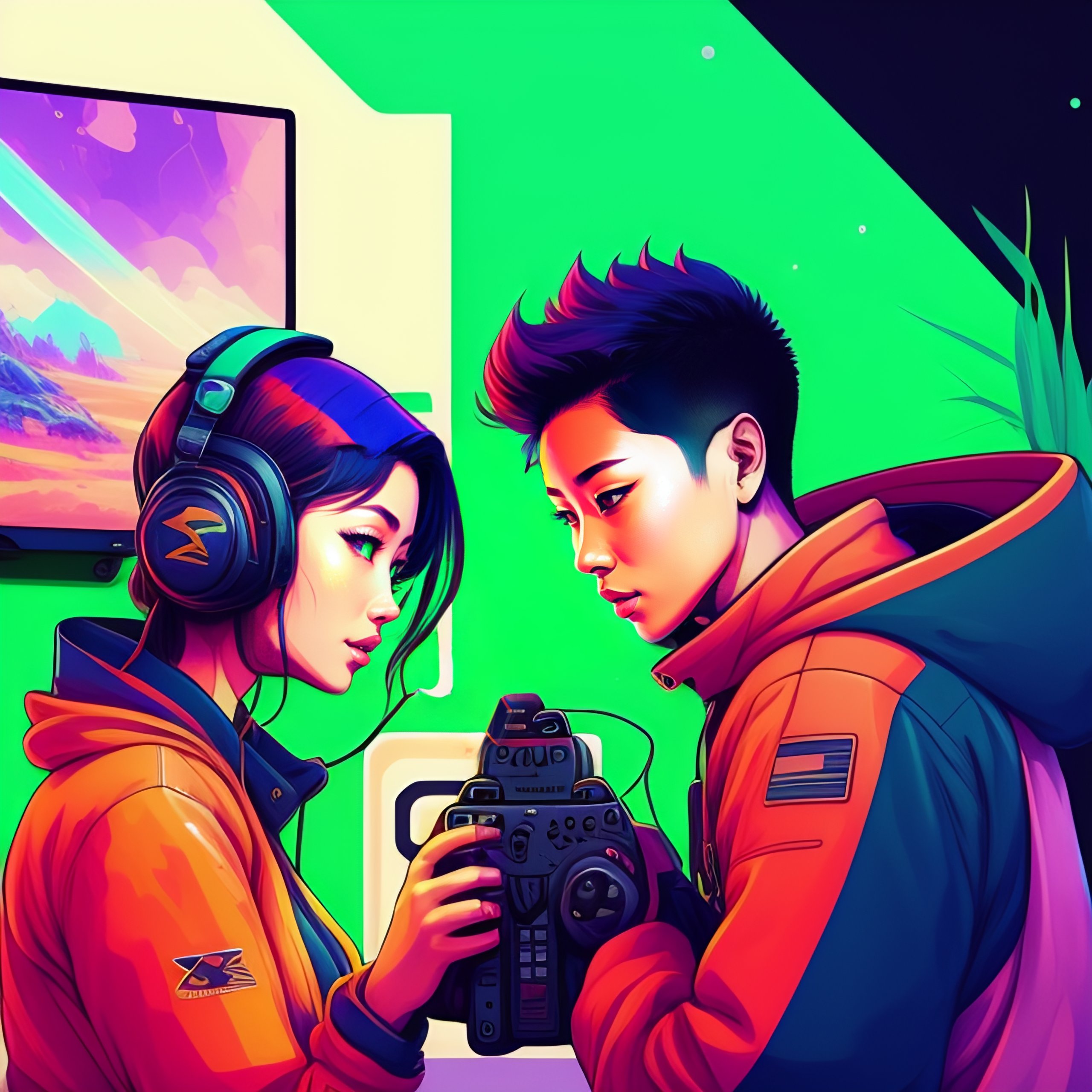 Lexica - Friends playing on a gaming console, style of laurie greasley ...