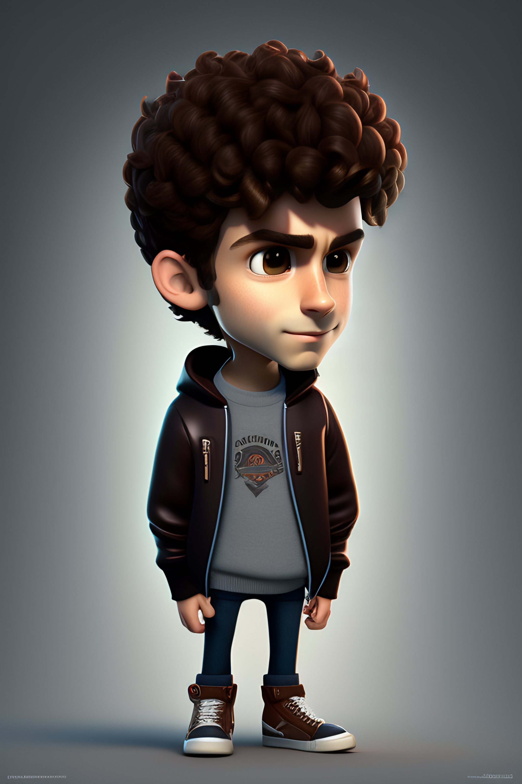 Lexica - Brown hair brown boy in gray zipper top, standing centre of a ...