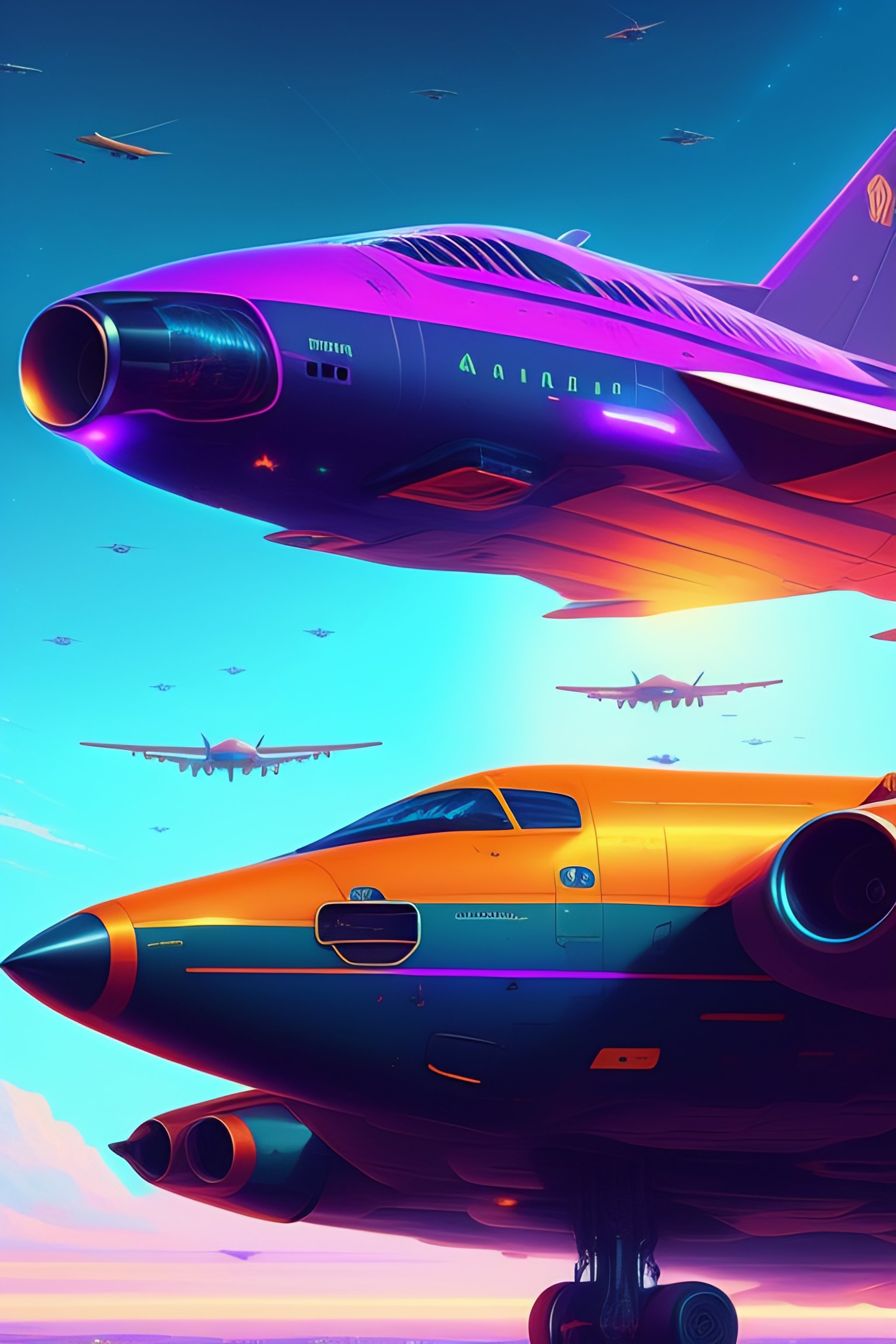 Lexica - Sleek synthwave aircraft, with beautiful stars by simon ...