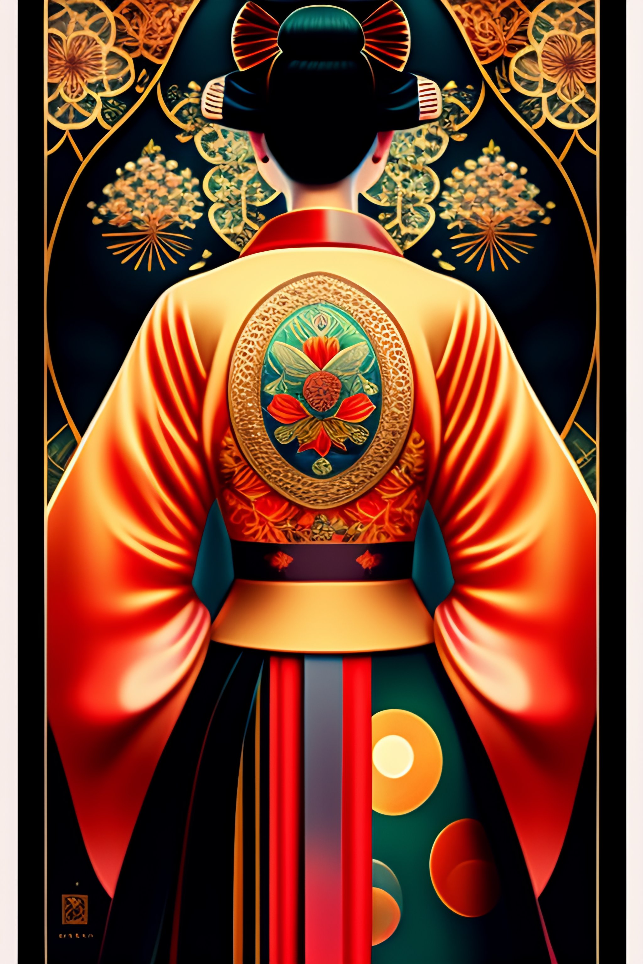 Lexica - Inspired tarot card detailed kimono and cyber geisha bow ...