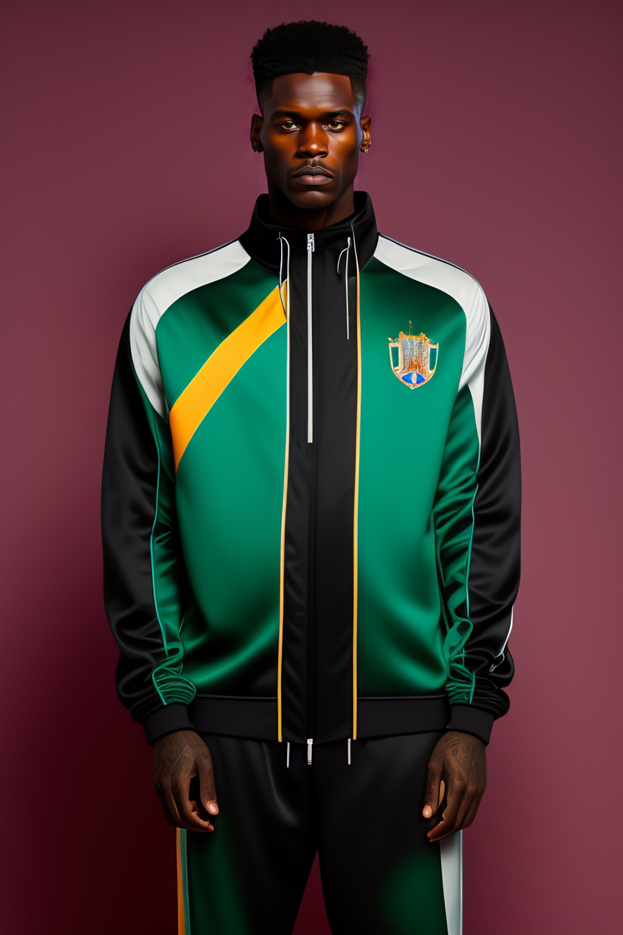 Lexica - Portrait of a tall criminal with a glass eye funny tracksuit