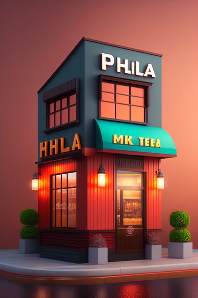 Lexica - I wanted a milk tea shop, named Phela, wooden exterior design ...