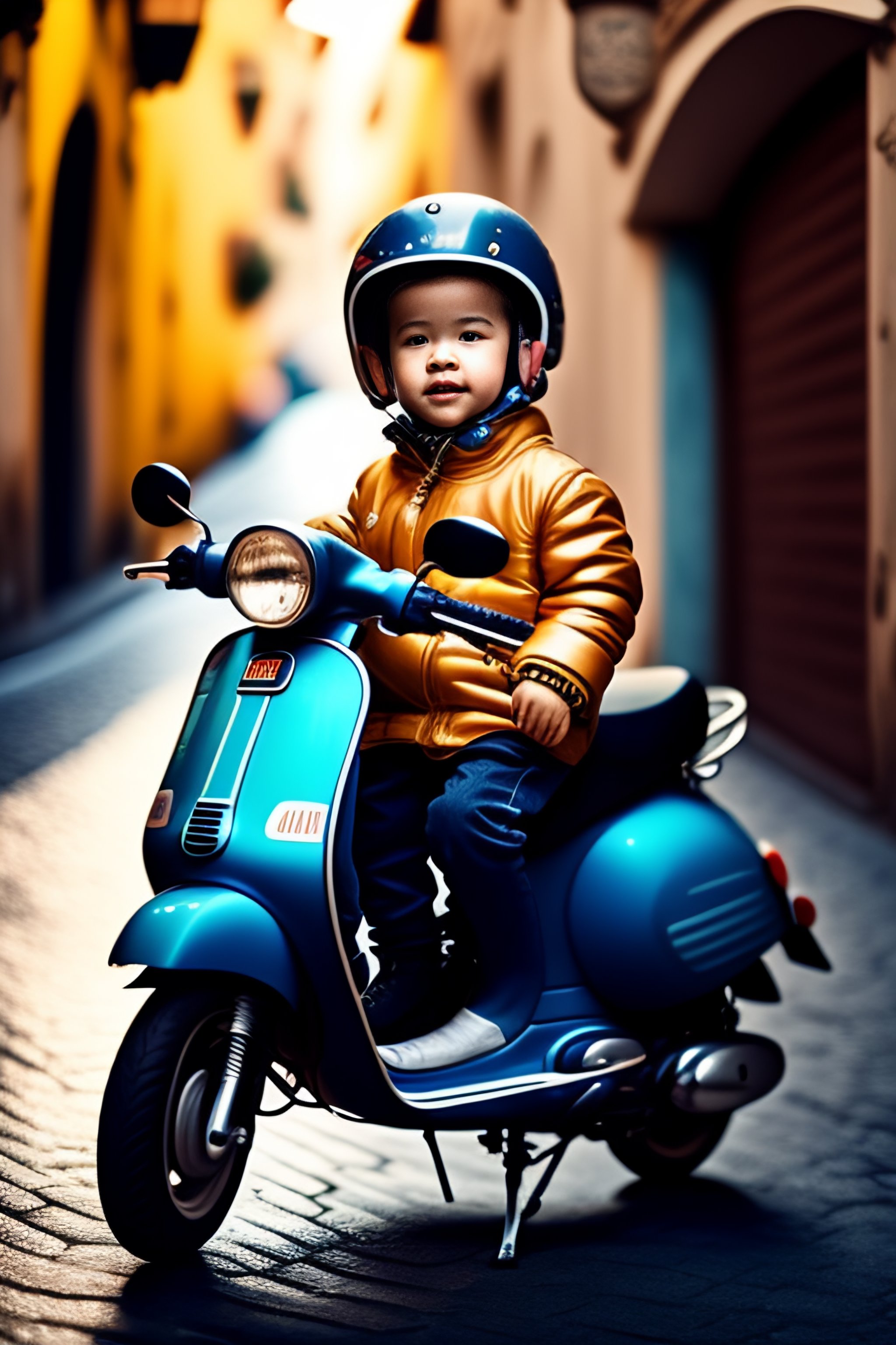 Lexica - Boy on vespa in italy with number plate LUCA