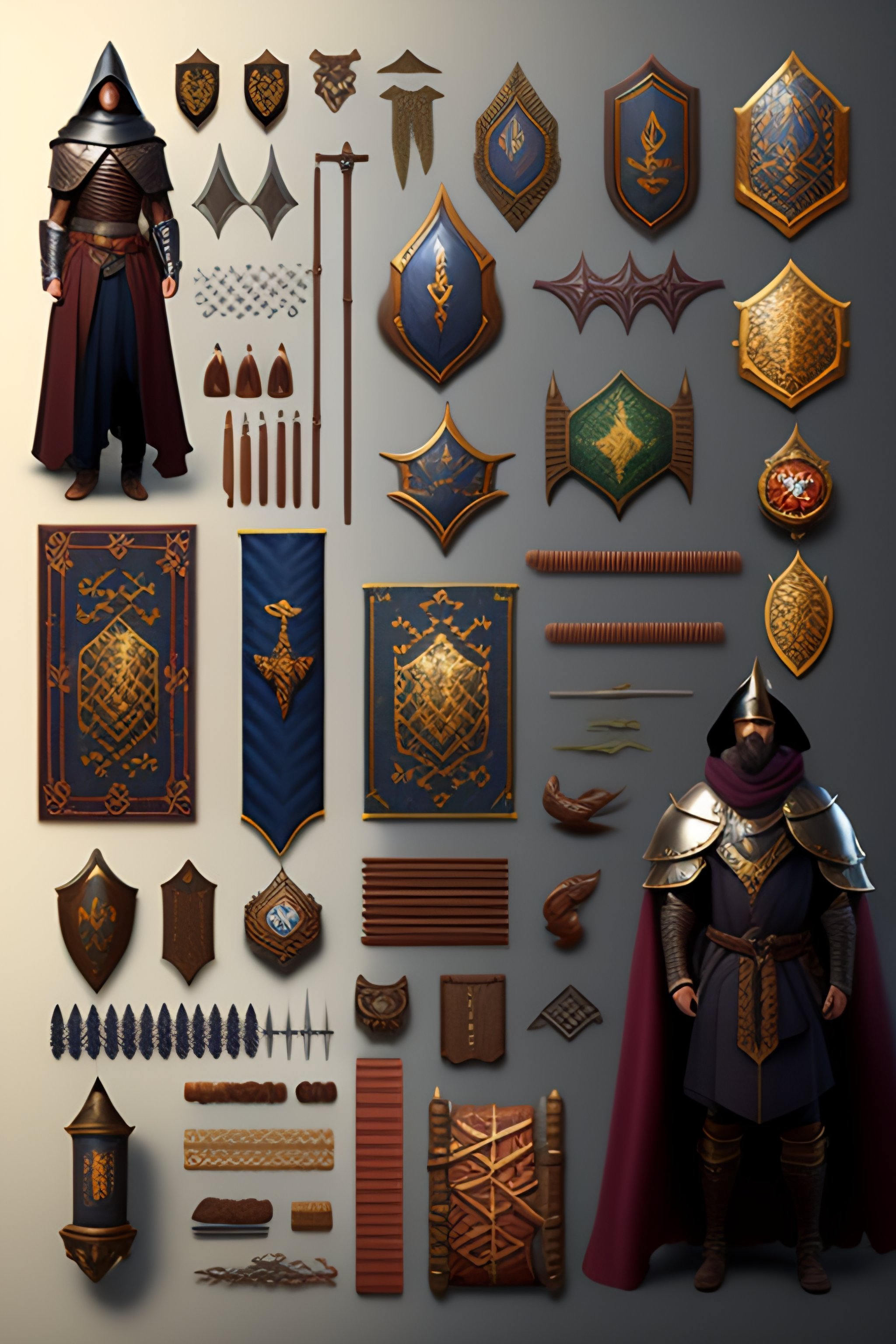 Lexica - Medieval fantasy RPG game, costumes and props, knolling ...