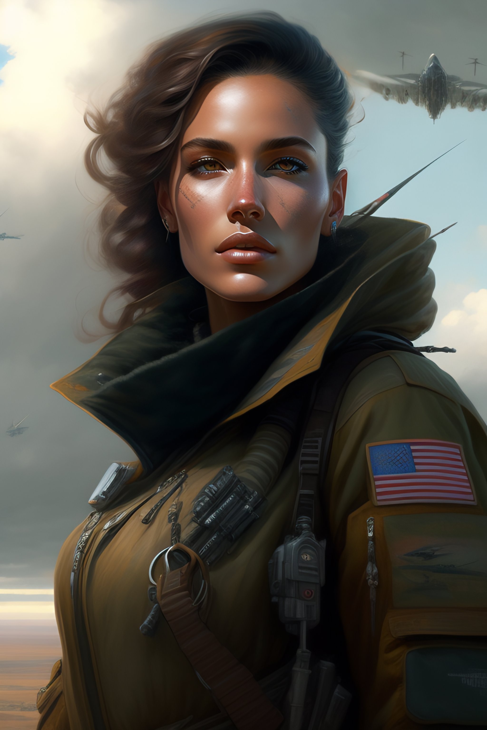 Lexica - A full portrait of a beautiful post apocalyptic bomber pilot ...