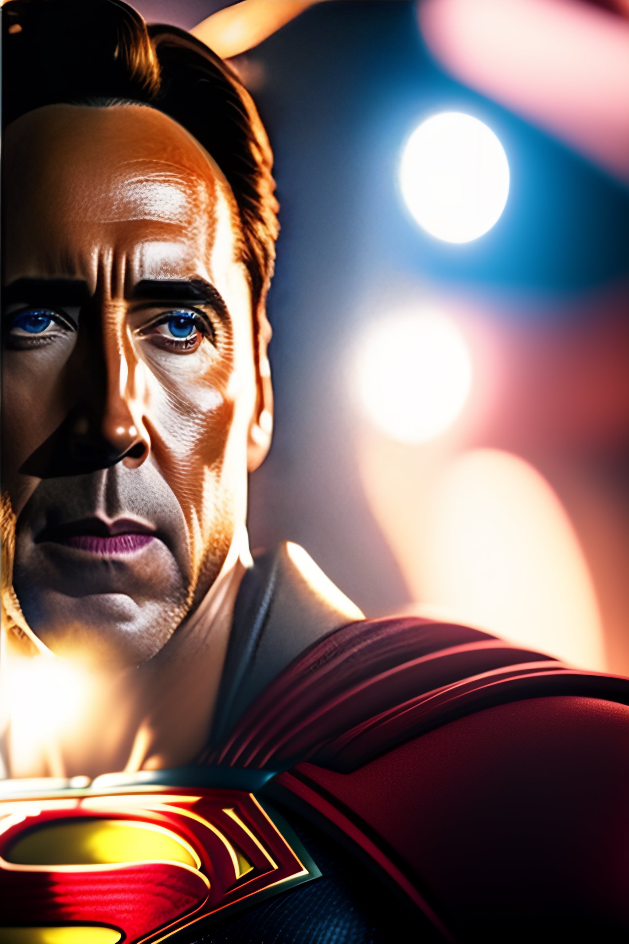 Lexica - Nicholas Cage as Superman, film still from Interstellar, wide ...