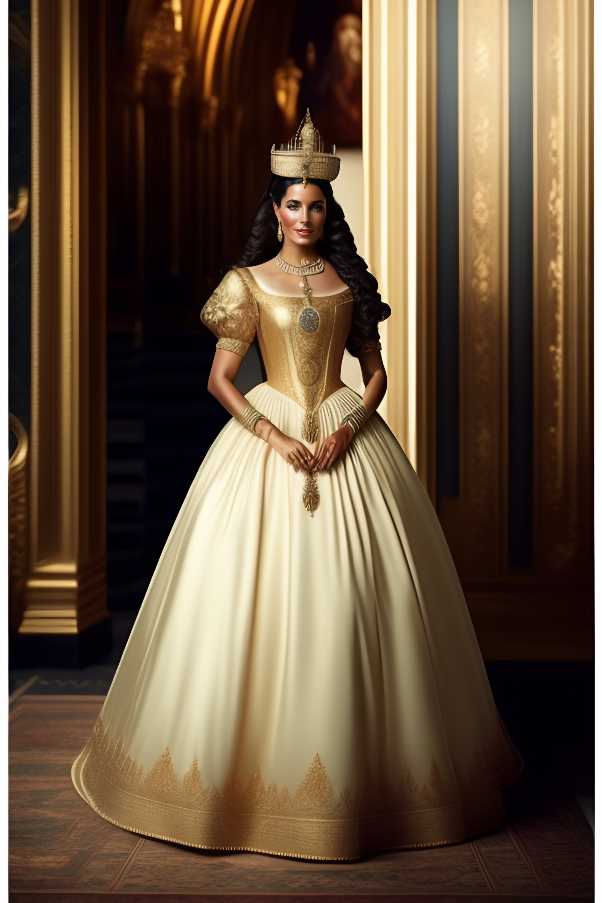 Lexica - Picture of a european queen wearing long dress and matching ...