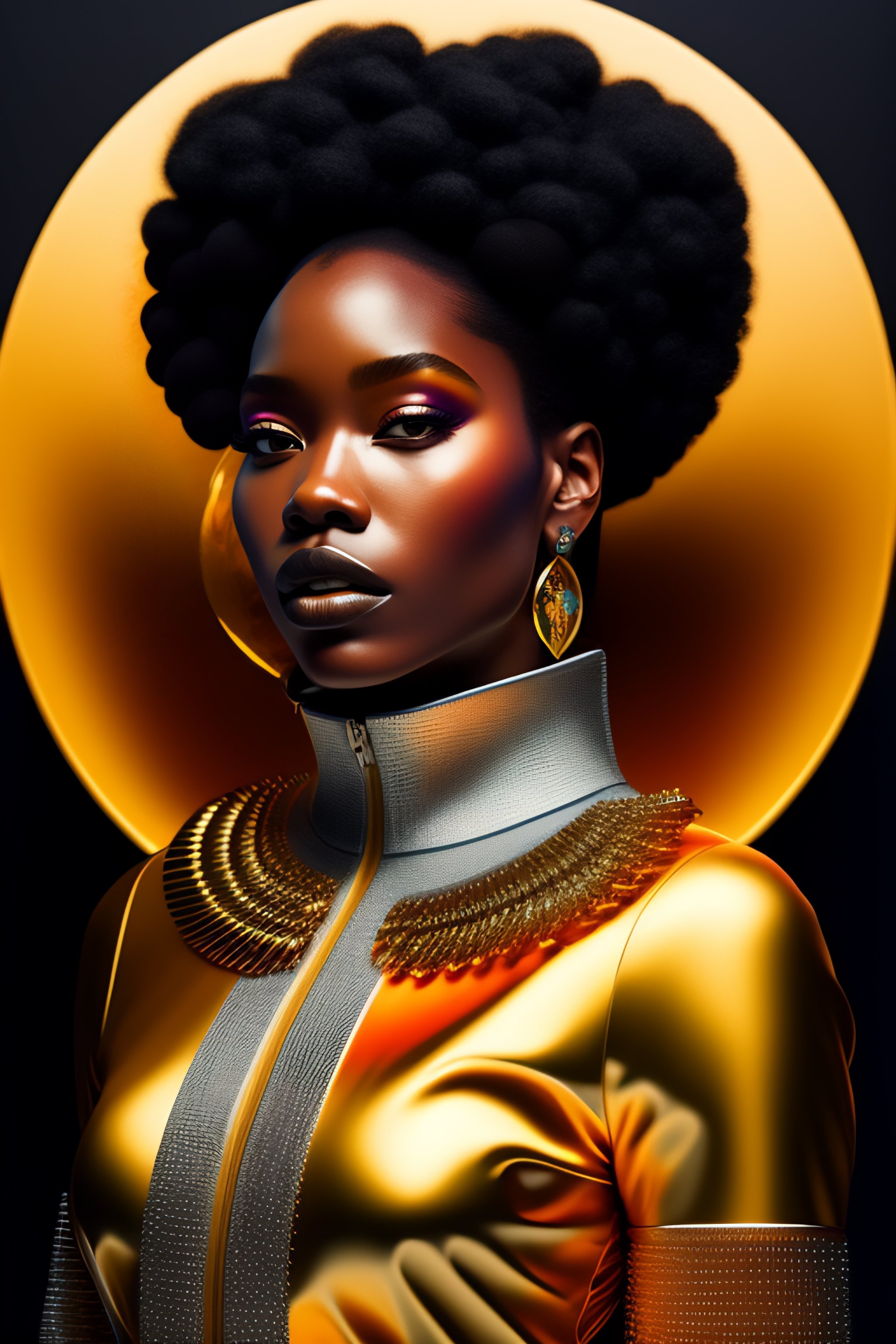 Lexica - Stunning gear-punk stylish (black woman) wearing an stainless ...