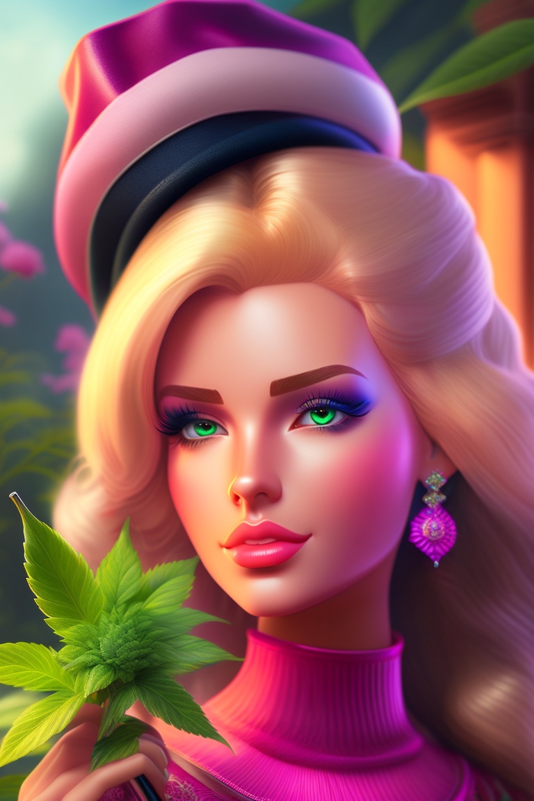 Lexica - Barbie, marijuana, smoking, 8k,