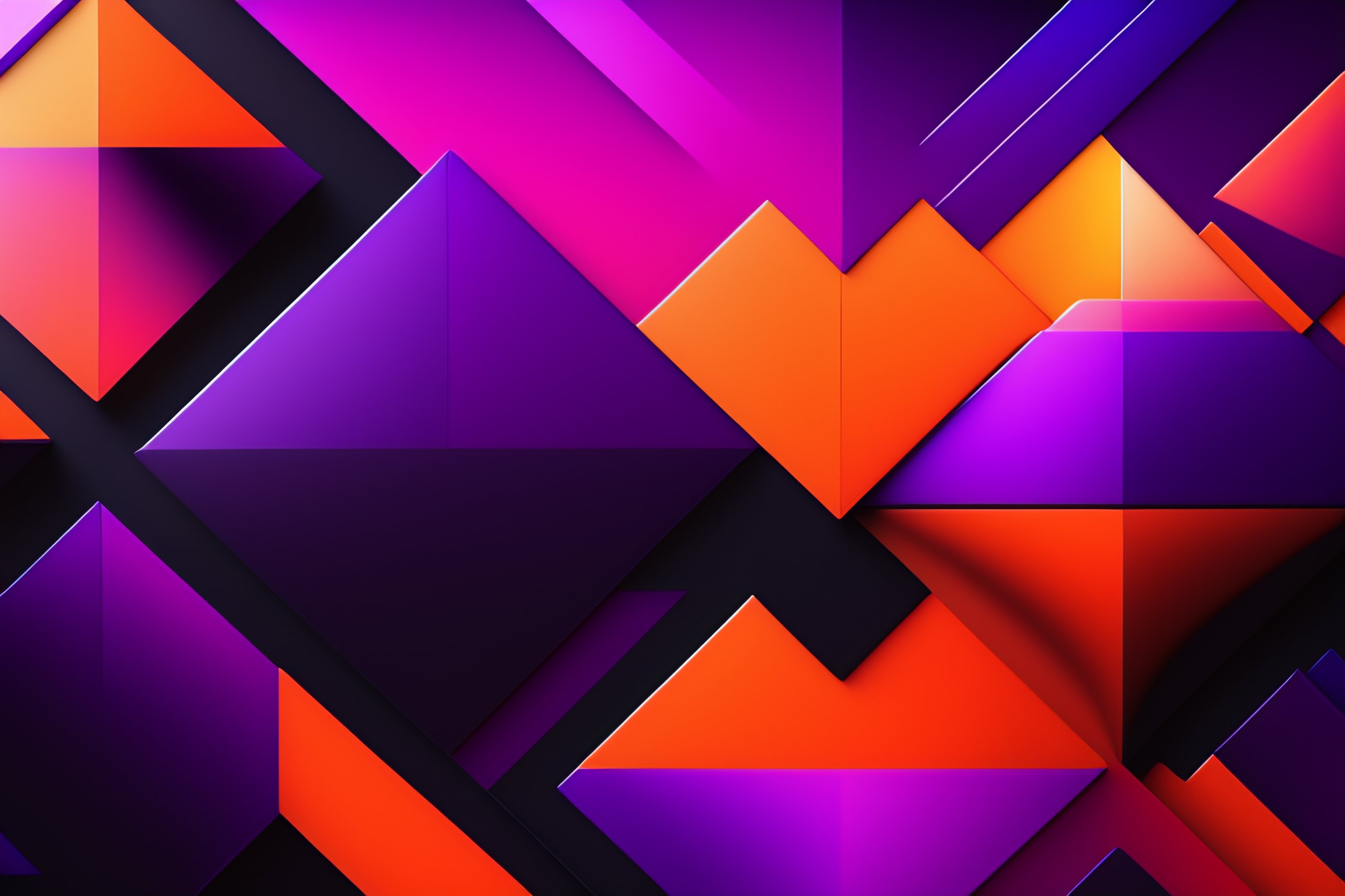 Lexica - Black wallpaper with purple blue and orange triangles material ...